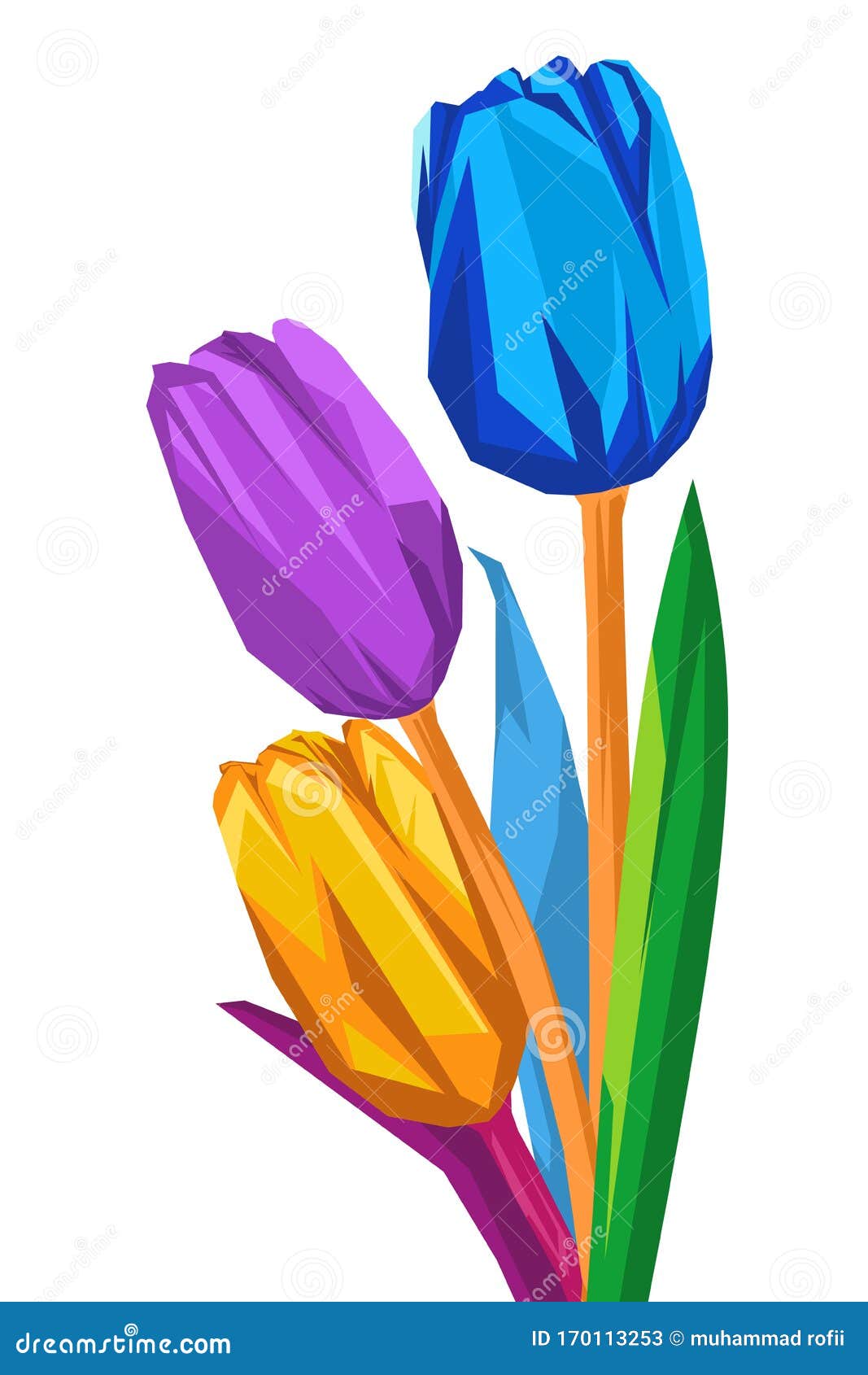 Pop Art of Polygonal Tulips Stock Illustration - Illustration of ...