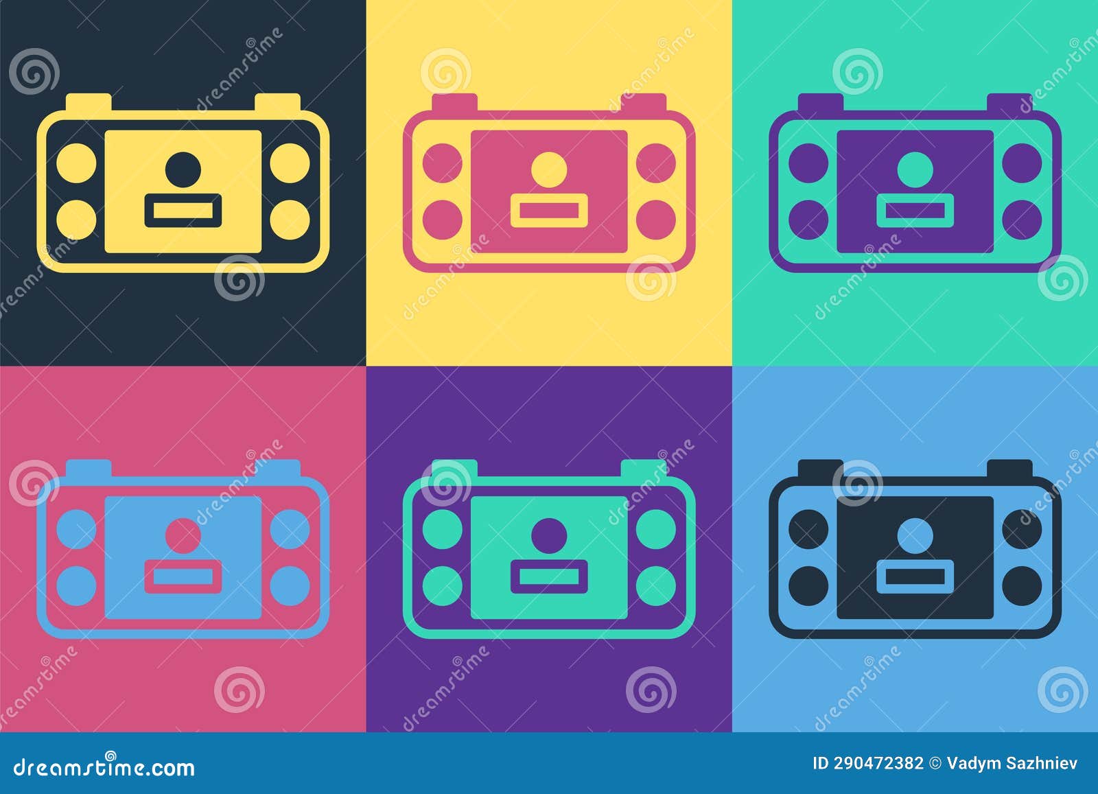 Pop Art Portable Video Game Console Icon Isolated on Color Background ...