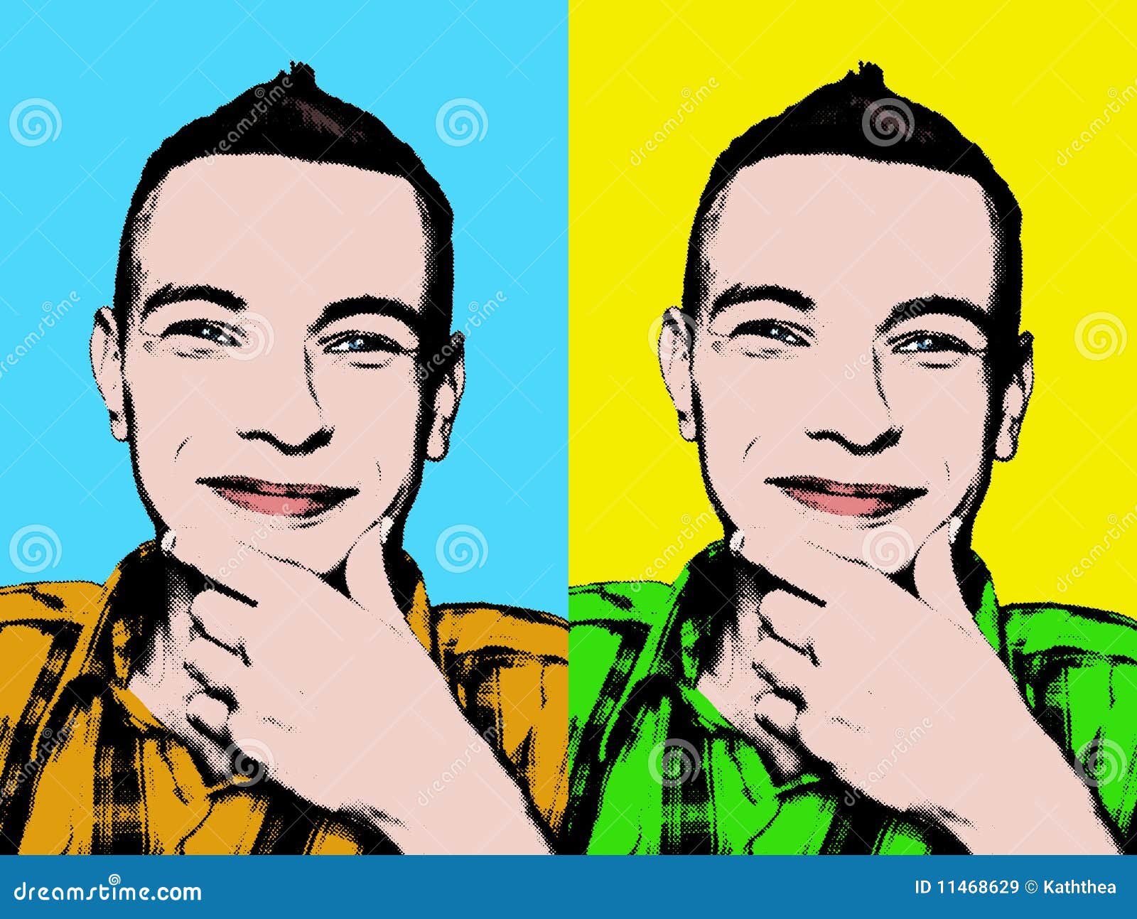 Pop Art Portrait of a Smiling Young Man Stock Illustration ...