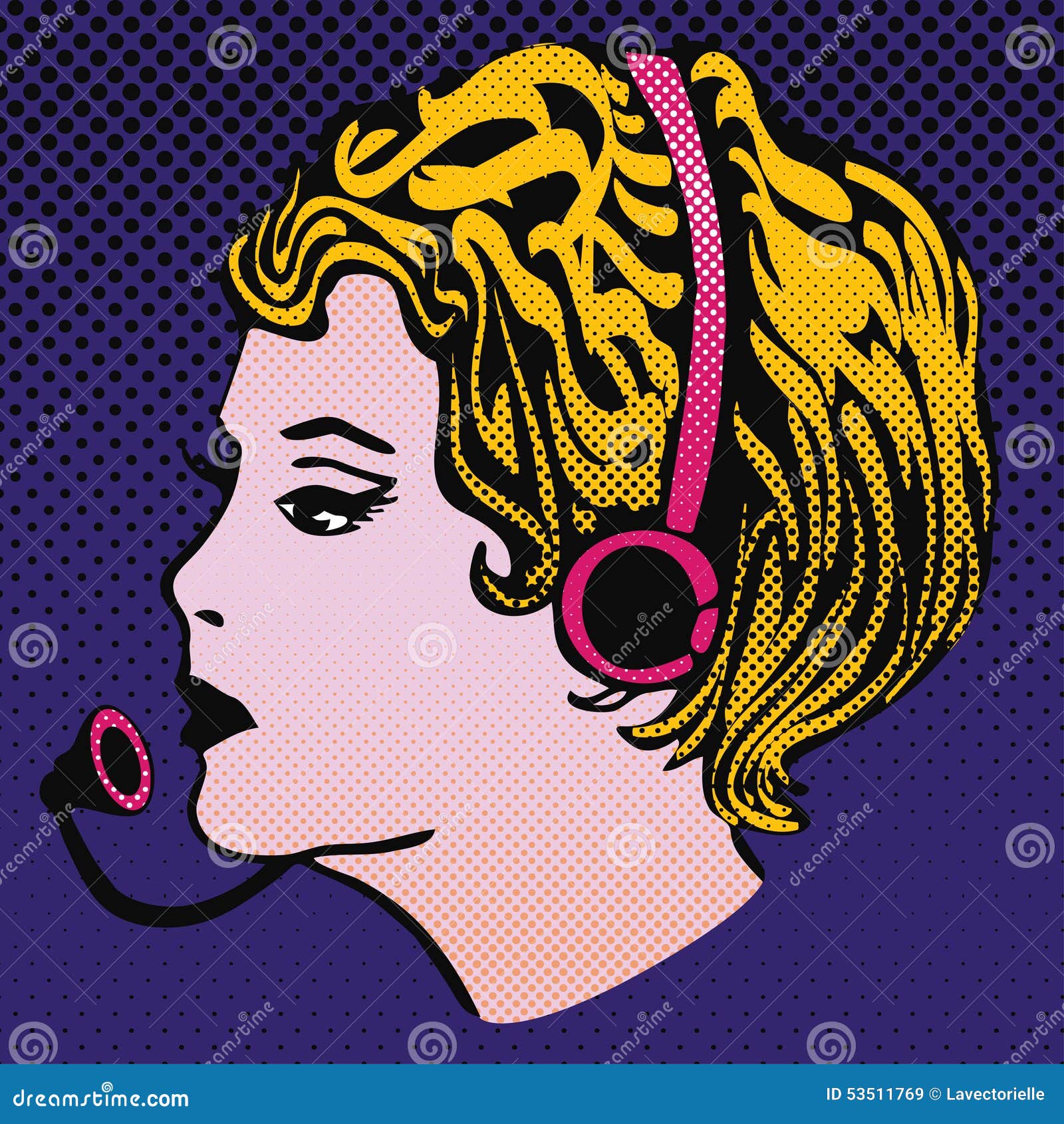 Pop art portrait stock vector. Illustration of profile - 53511769