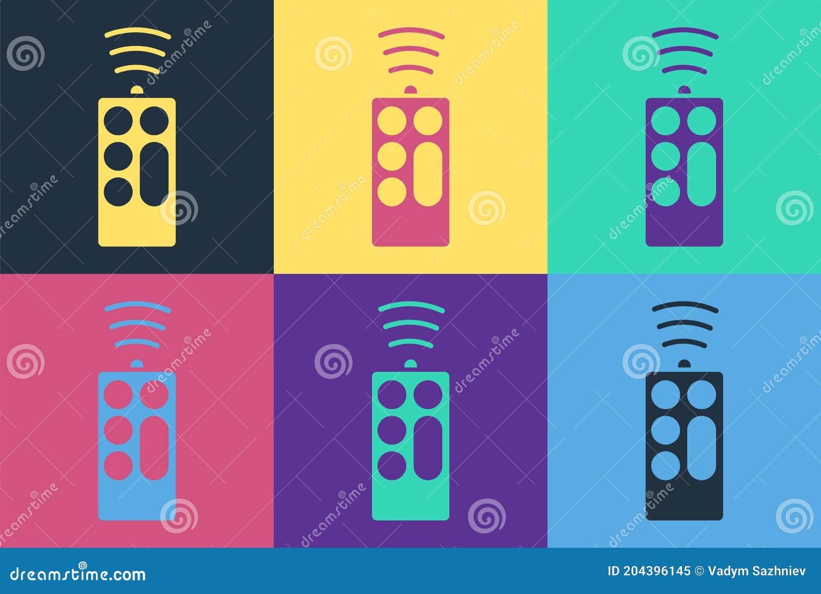 Pop Art Remote Control Icon Isolated on Color Background. Vector Stock ...