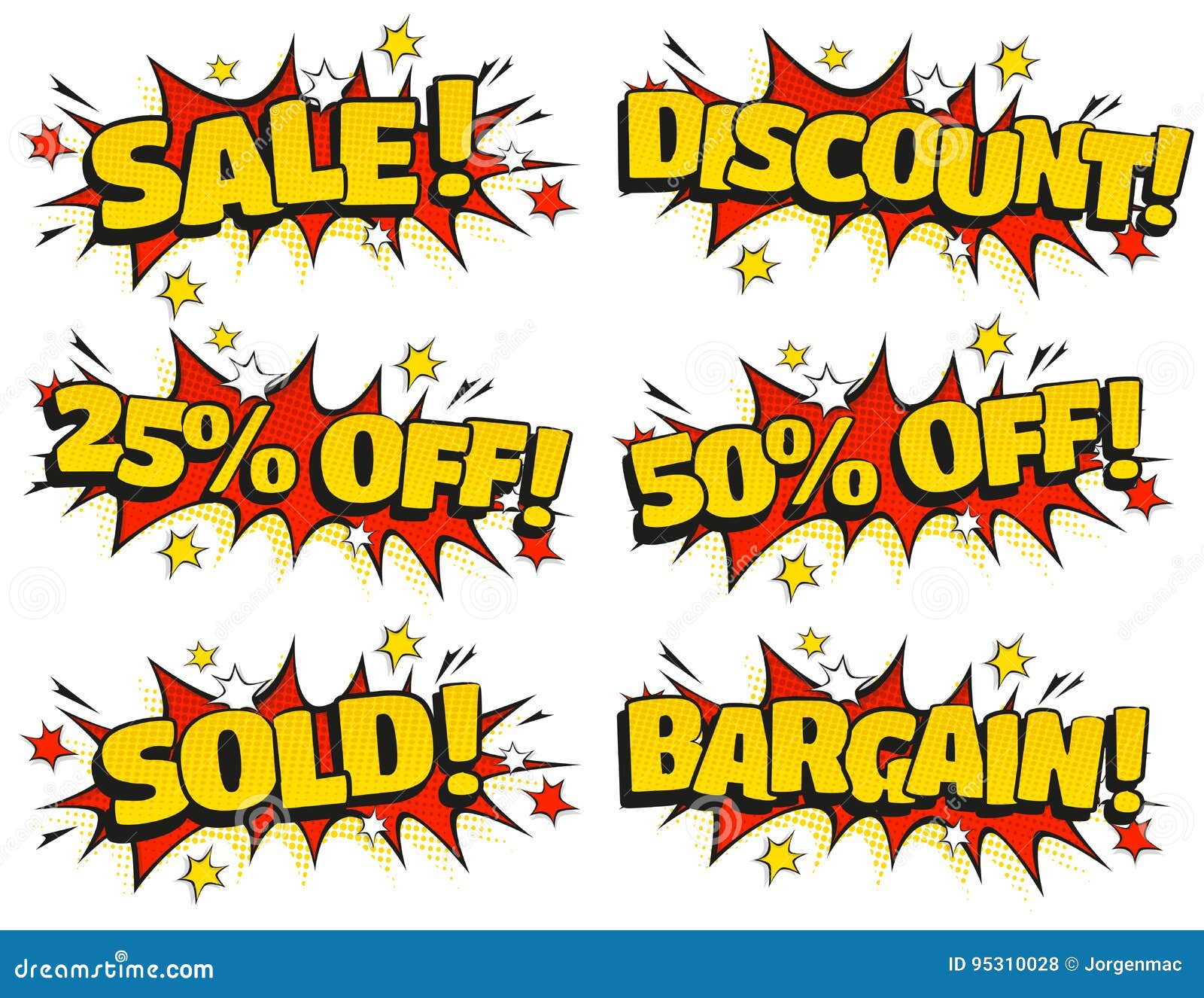 Pop Art Retail Sale Signs stock illustrationer. Illustration av ...