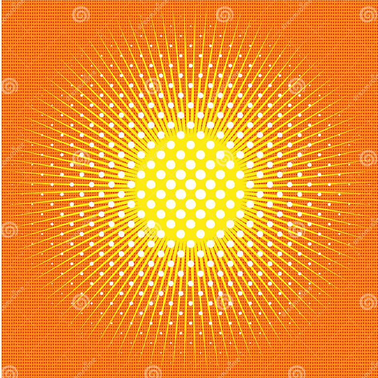 Pop Art Retro Comic Background with Sun, Rays, Sunshine Stock Vector ...