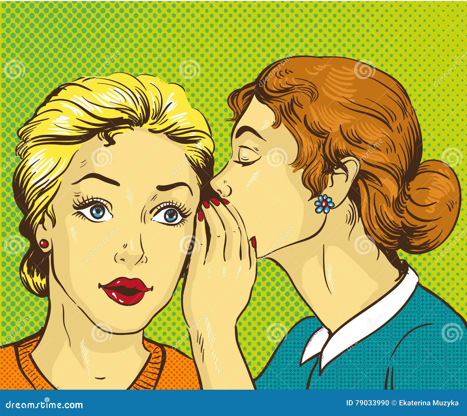 Pop Art Retro Comic Vector Illustration Woman Whispering Gossip Or