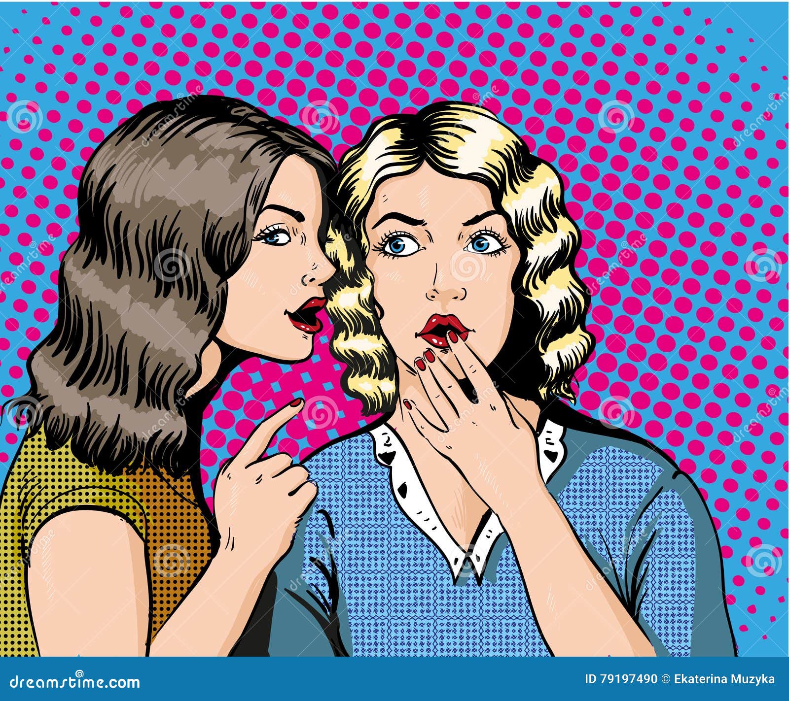 Pop Art Retro Comic Vector Illustration Woman Whispering Gossip Or