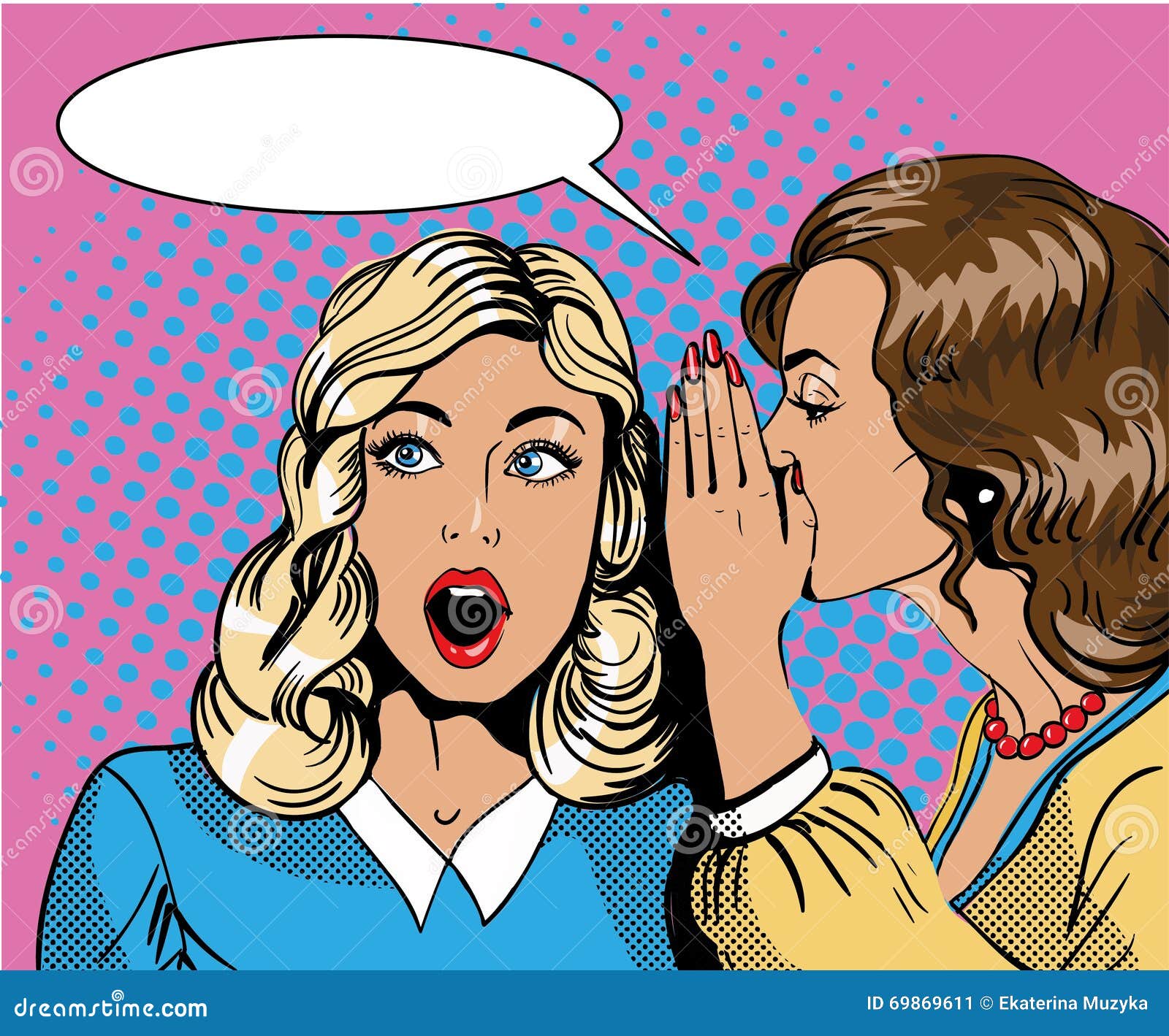 Pop Art Retro Comic Vector Illustration Woman Whispering Gossip Or