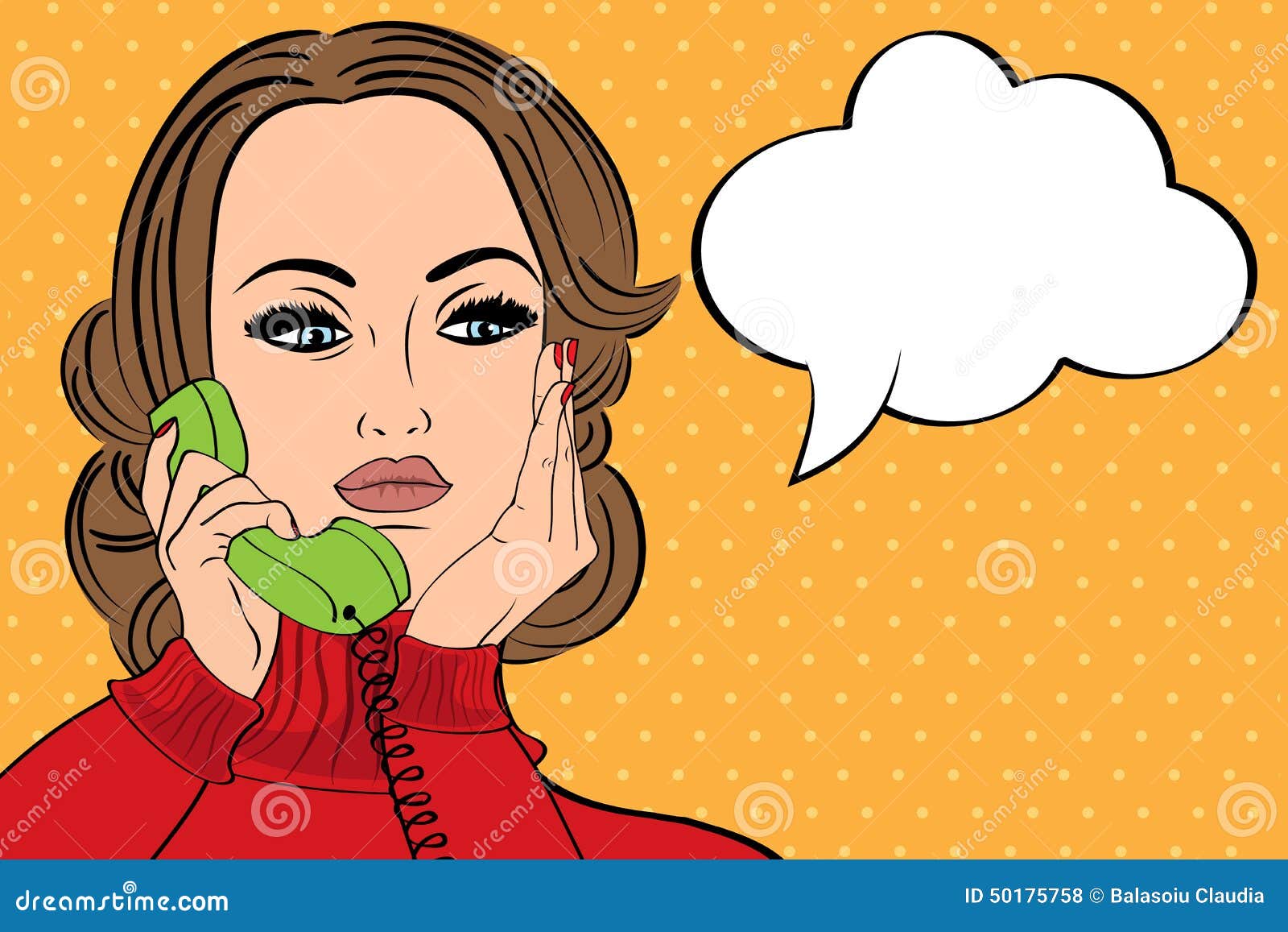 Pop Art Retro Woman in Comics Style Talking on the Phone Stock Vector ...