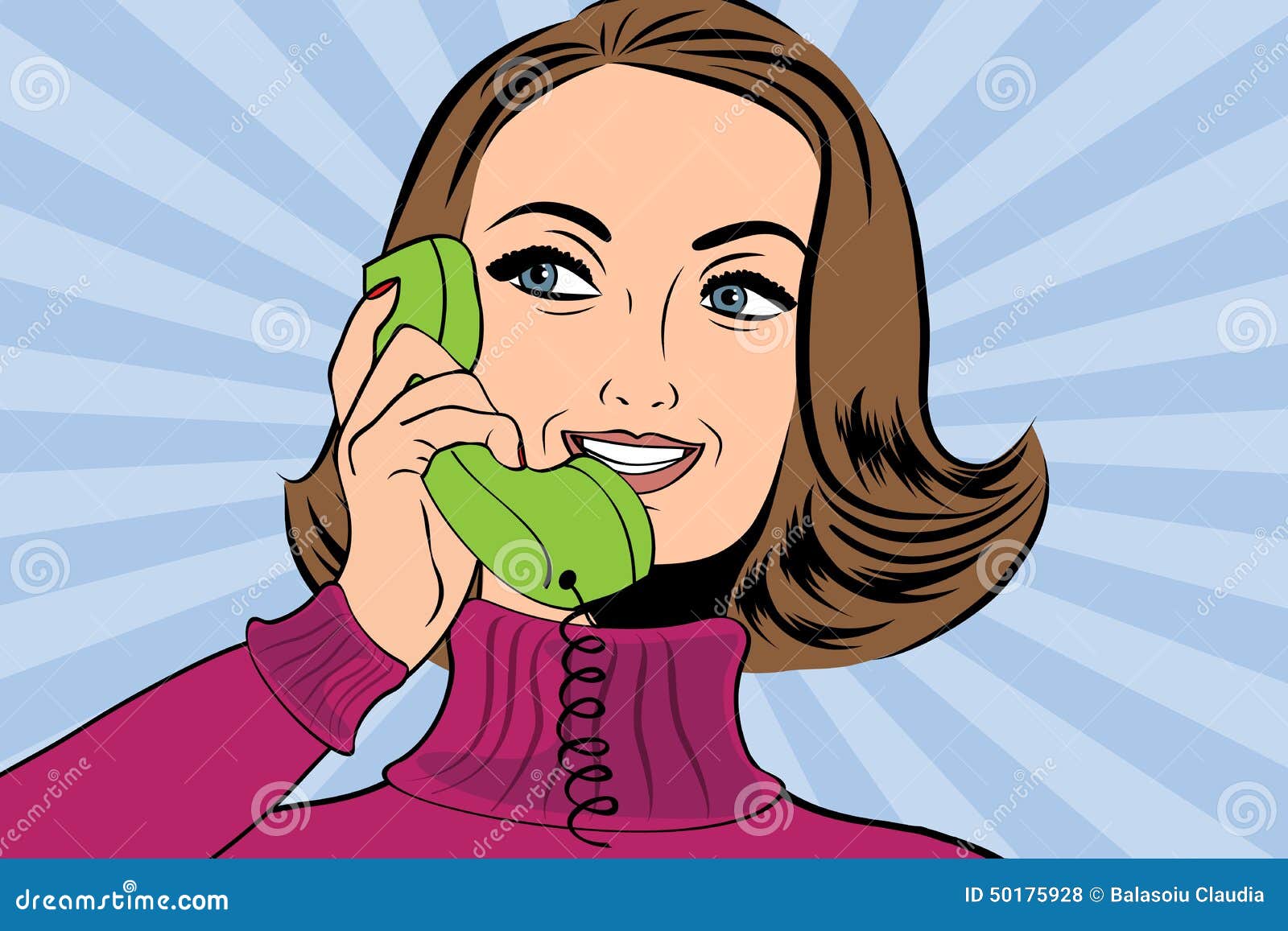 Pop Art Retro Woman in Comics Style Talking on the Phone Stock Vector ...
