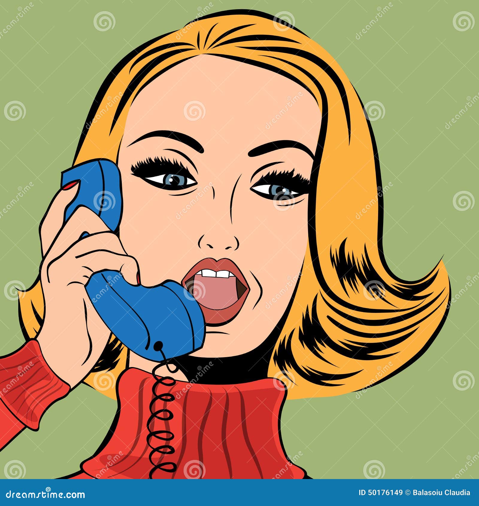 Pop Art Retro Woman in Comics Style Talking on the Phone Stock Vector ...