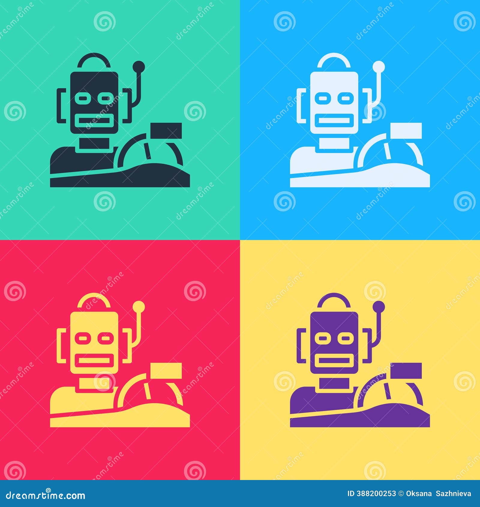 Set Robot Humanoid Driving A Car, Charging Battery, Robotic Robot Arm ...