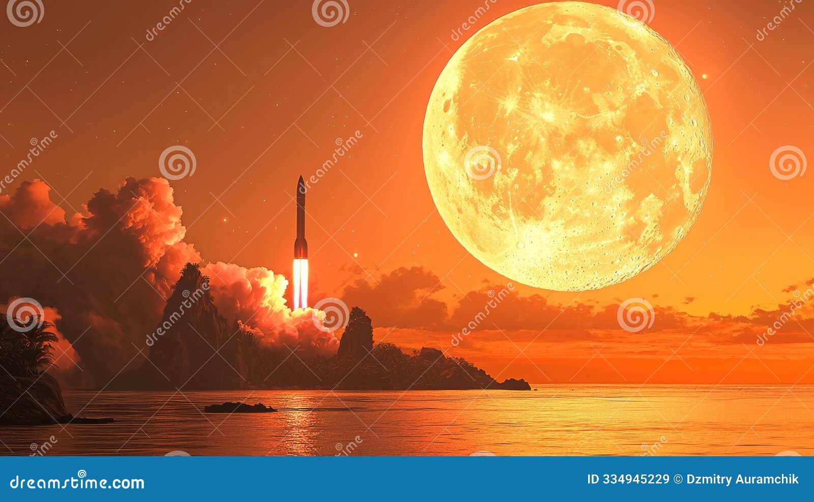 A Pop Art Rocket Launch Set To the Backdrop of Vibrant Colors and ...