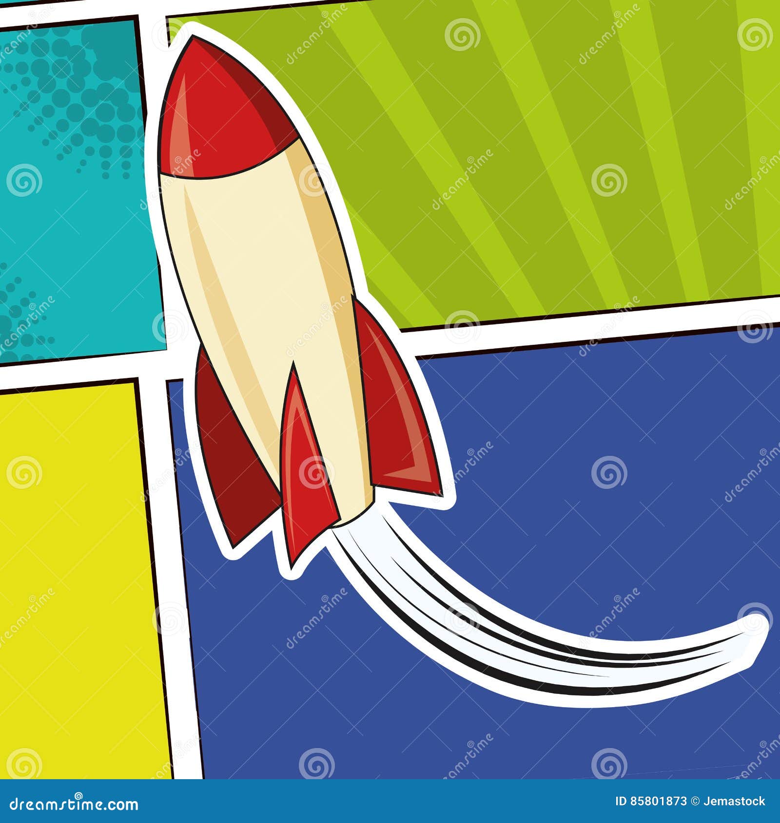 Pop Art Rocket Launching Design Stock Vector - Illustration of colorful ...
