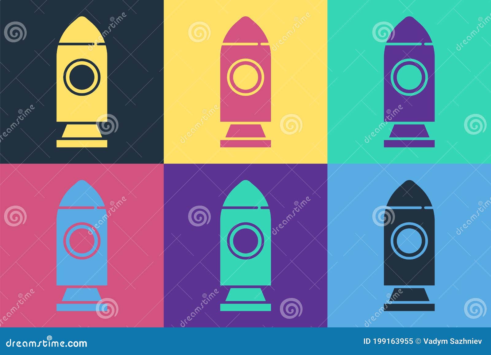Pop Art Rocket Ship Icon Isolated on Color Background. Space Travel ...