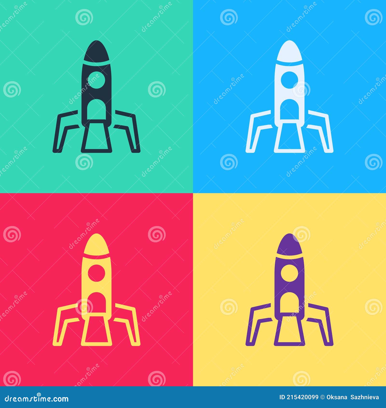 Pop Art Rocket Ship Icon Isolated on Color Background. Space Travel ...