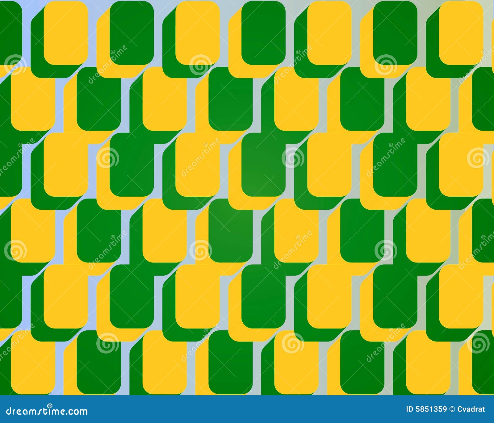 Pop Art Rounded Square Blocks Pattern Green Yellow Stock Illustration ...