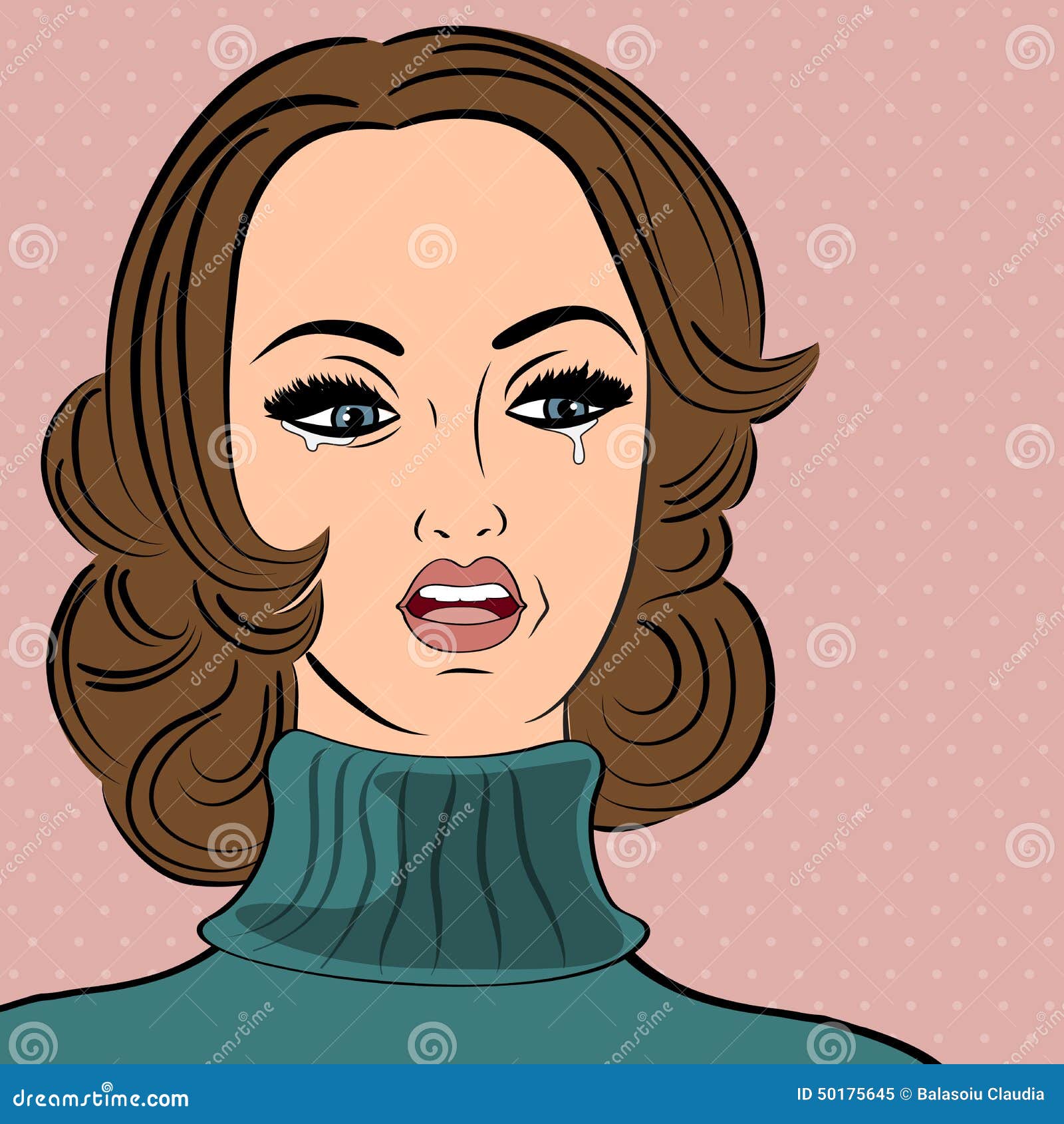 Pop Art Sad Retro Woman in Comics Style with Message Stock Vector ...