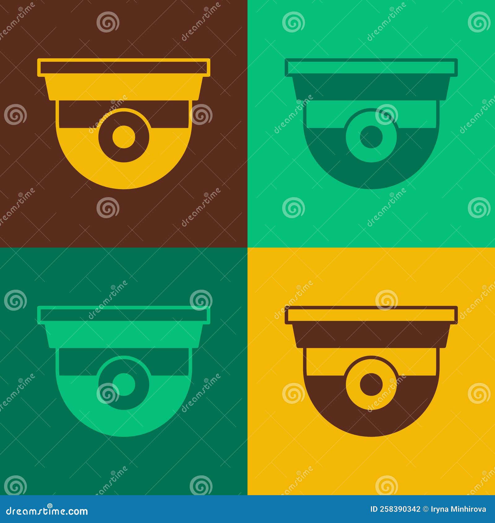 Pop Art Security Camera Icon Isolated on Color Background. Vector Stock ...