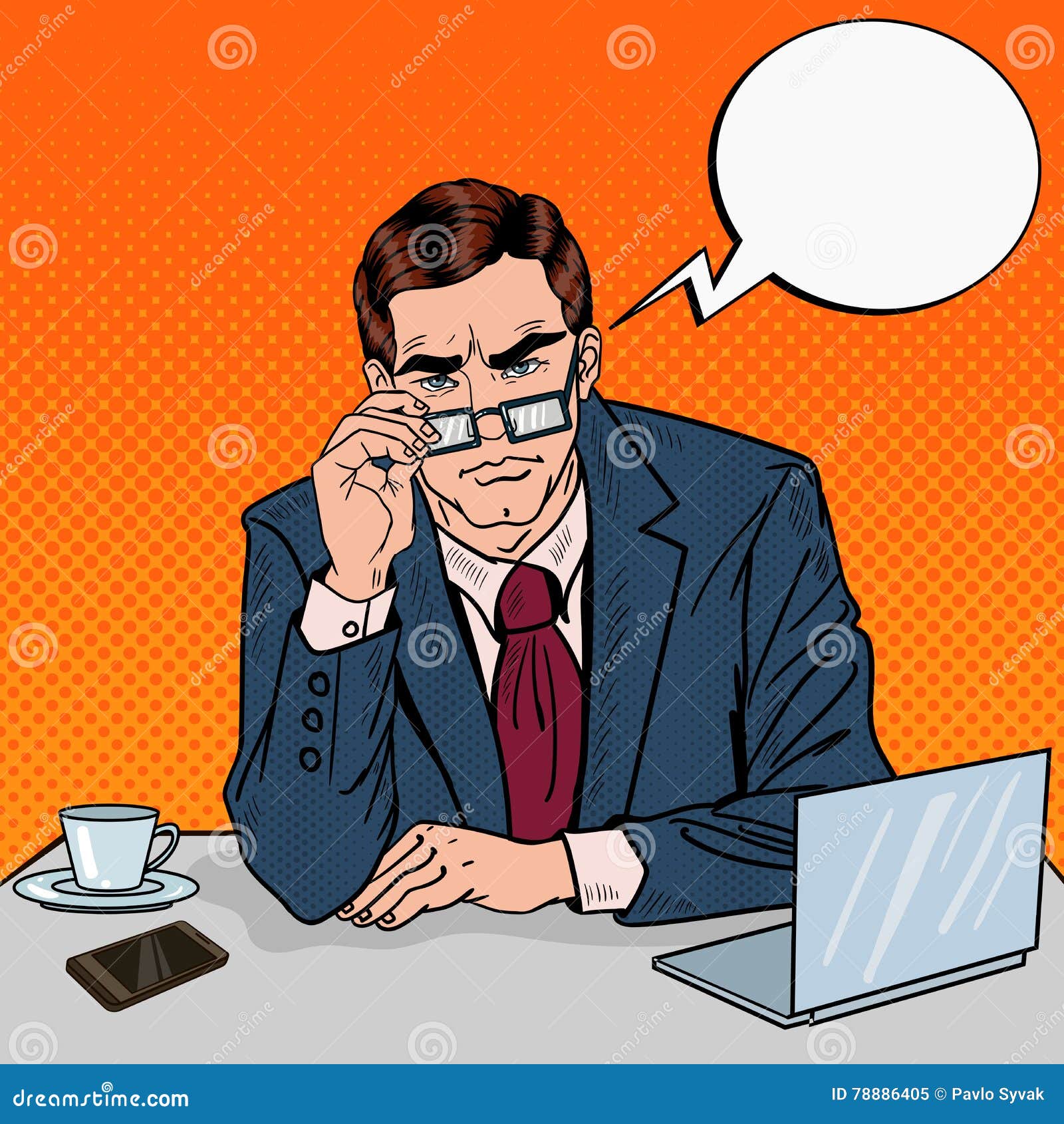 Serious Businessman With Icons. Vector Illustration | CartoonDealer.com ...