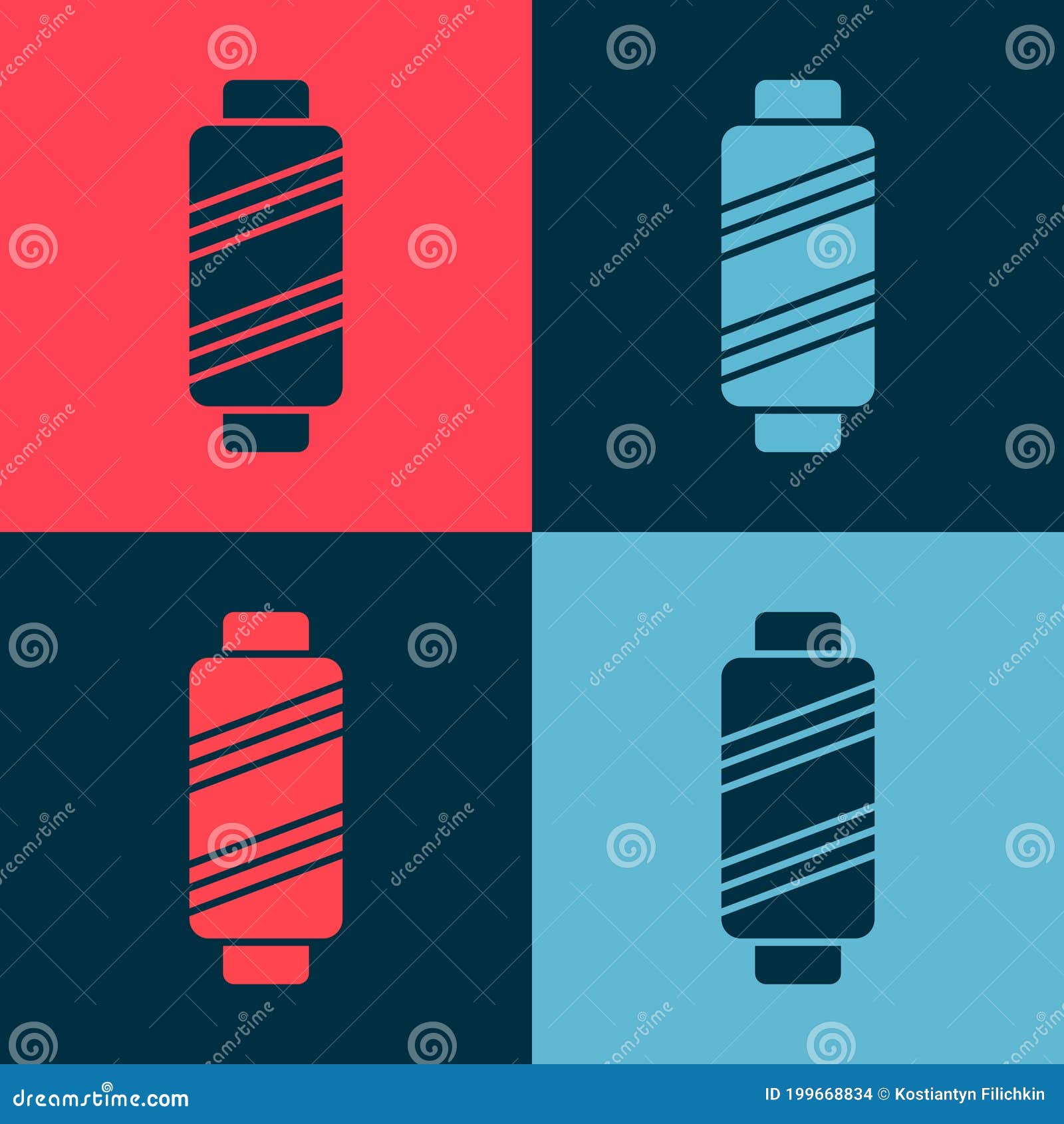 Pop Art Sewing Thread on Spool Icon Isolated on Color Background. Yarn ...