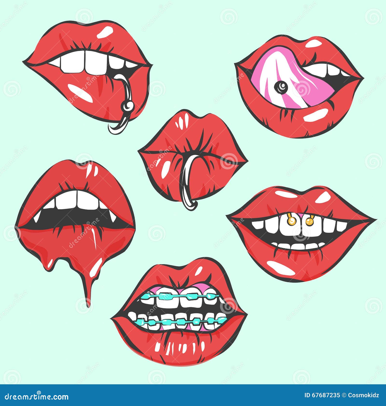 Lip Drawings With Piercing