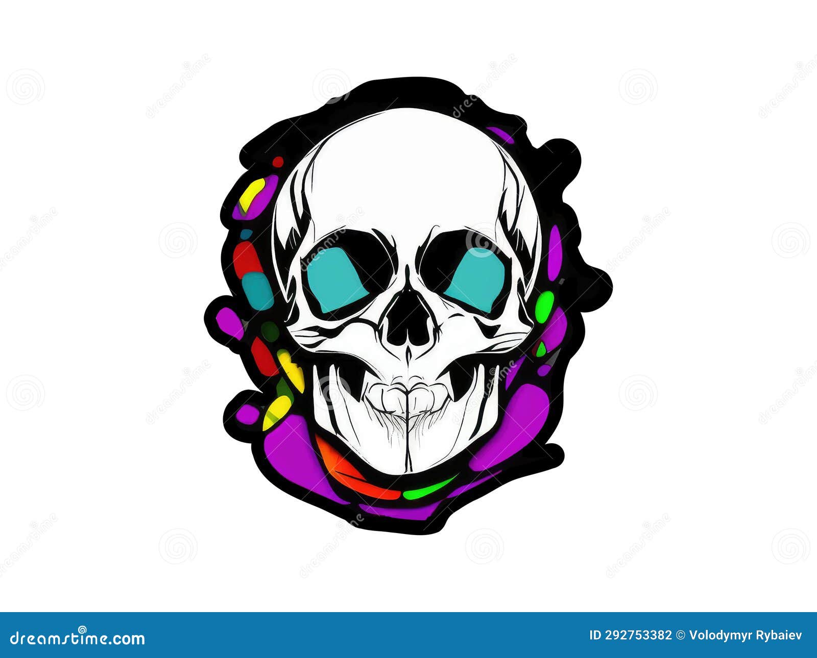Pop Art Skull. Skull Isolated on Background. Halloween. Illustration ...