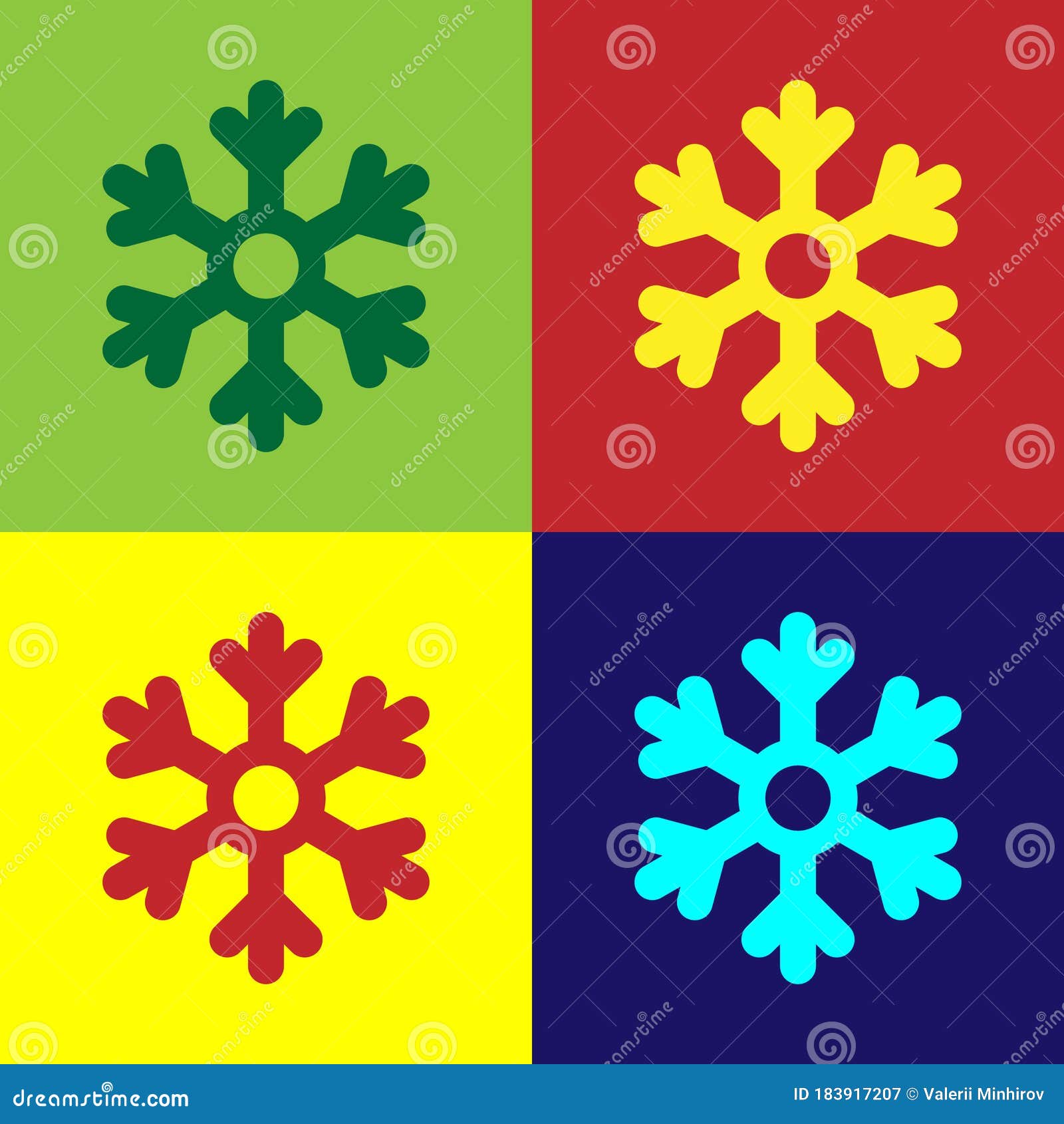 Pop Art Snowflake Icon Isolated on Color Background. Vector Stock ...
