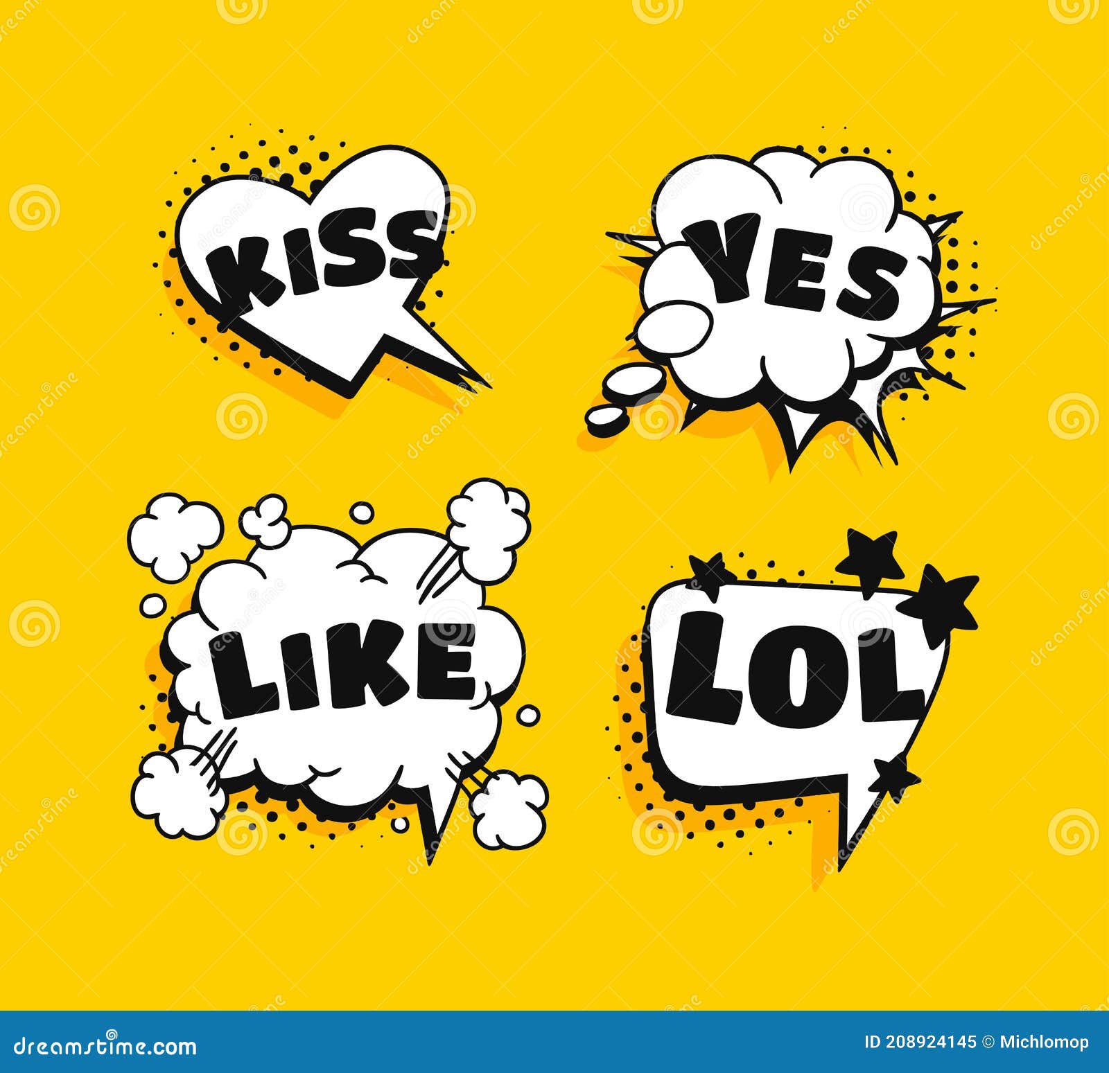 Pop Art Speech Bubble Drawing with Text. Cartoon Style Vector ...
