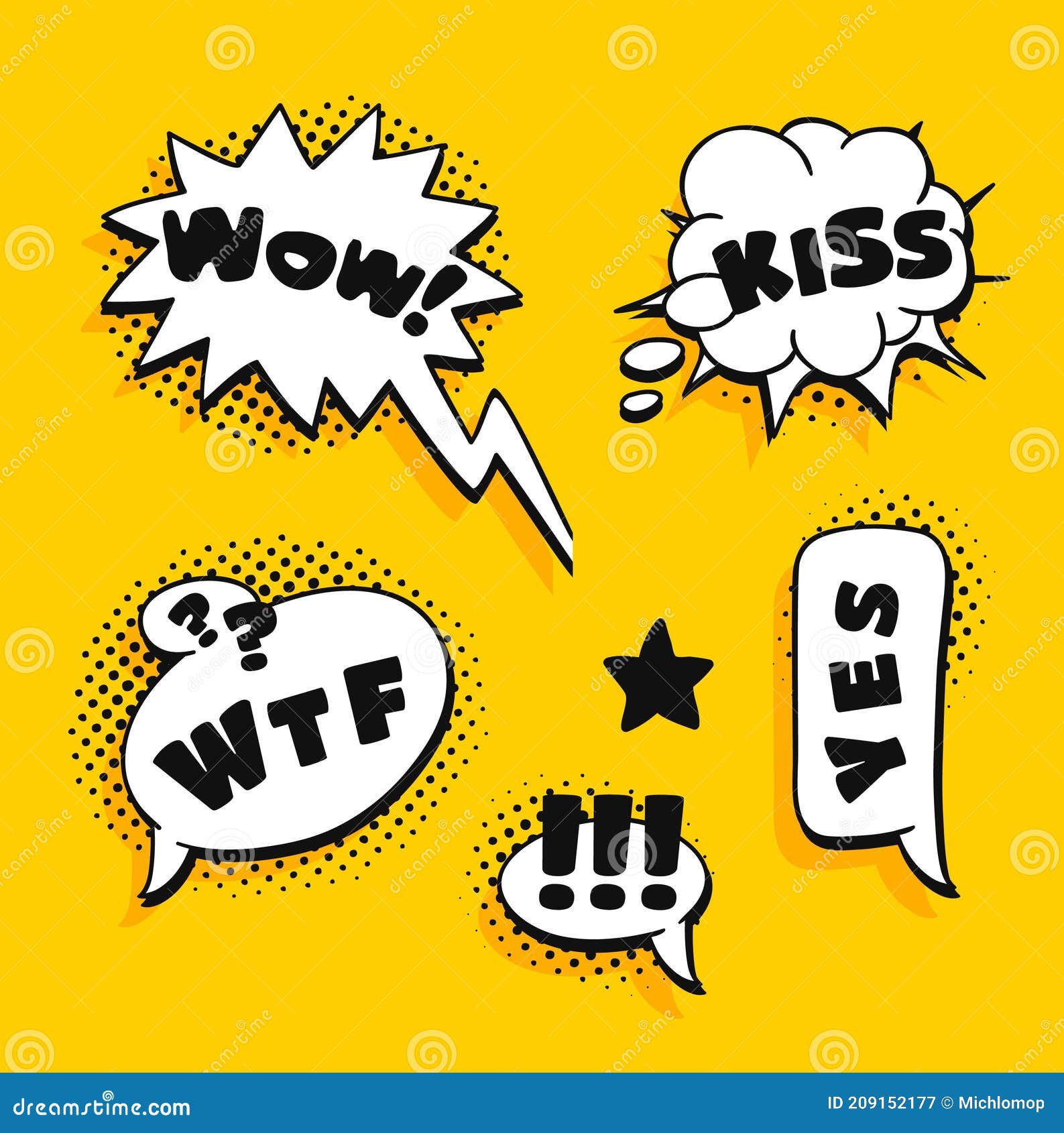 Pop Art Speech Bubble Drawing with Text. Cartoon Style Vector ...