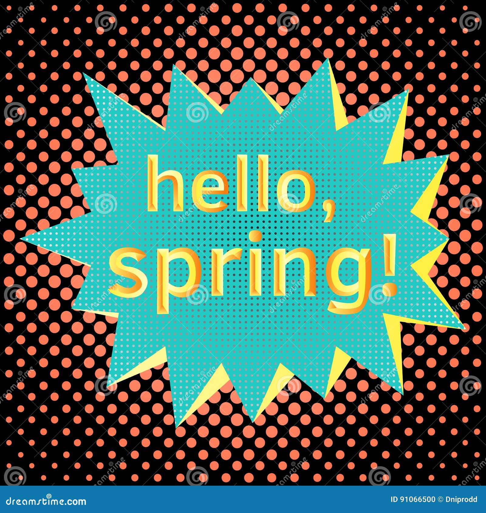Pop Art Speech Bubble with Text Hello, Spring! Colorful Speech Bubble ...
