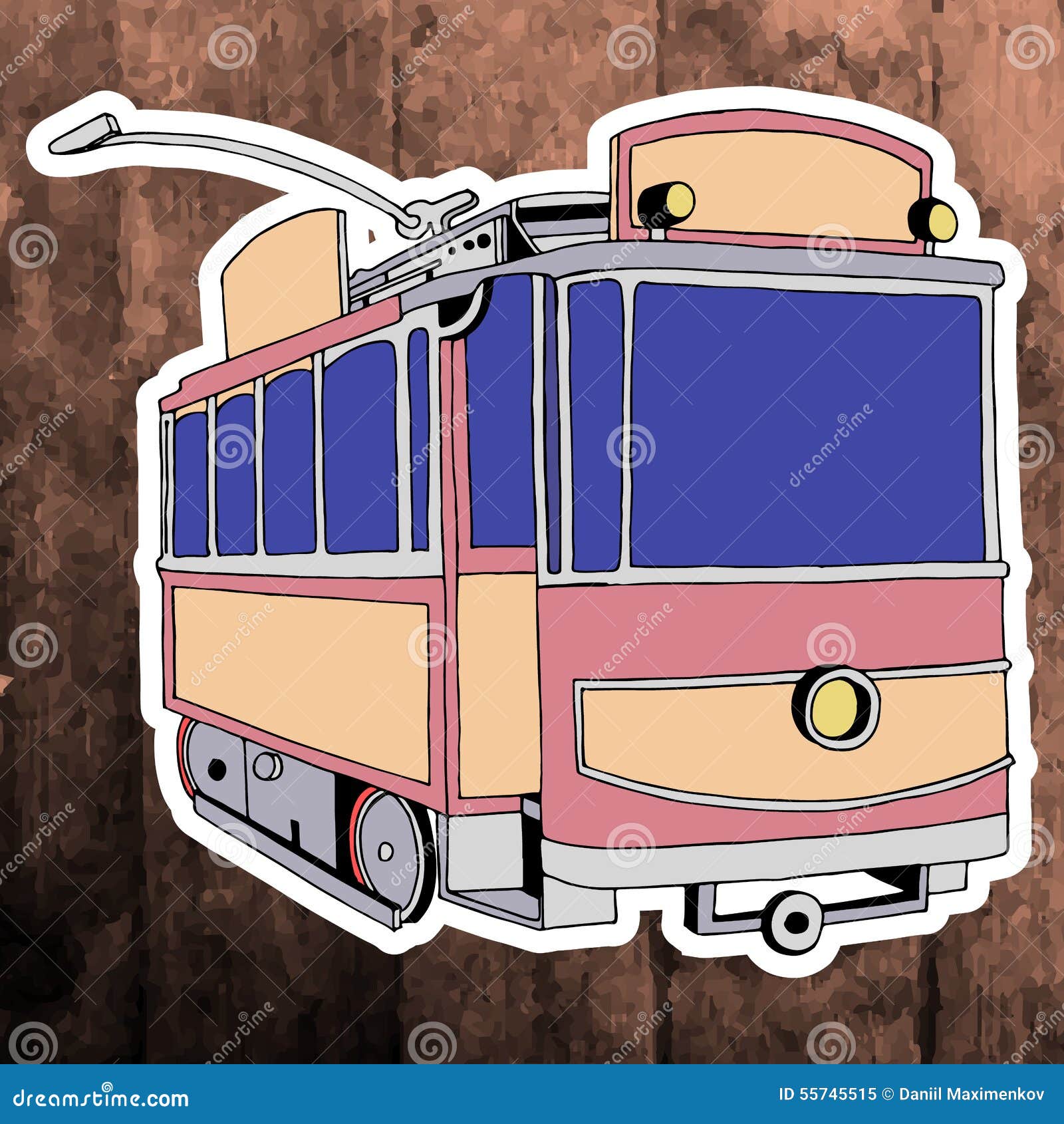 Pop Art Sticker. Hand Drawing Retro Tram.Vector Stock Vector ...