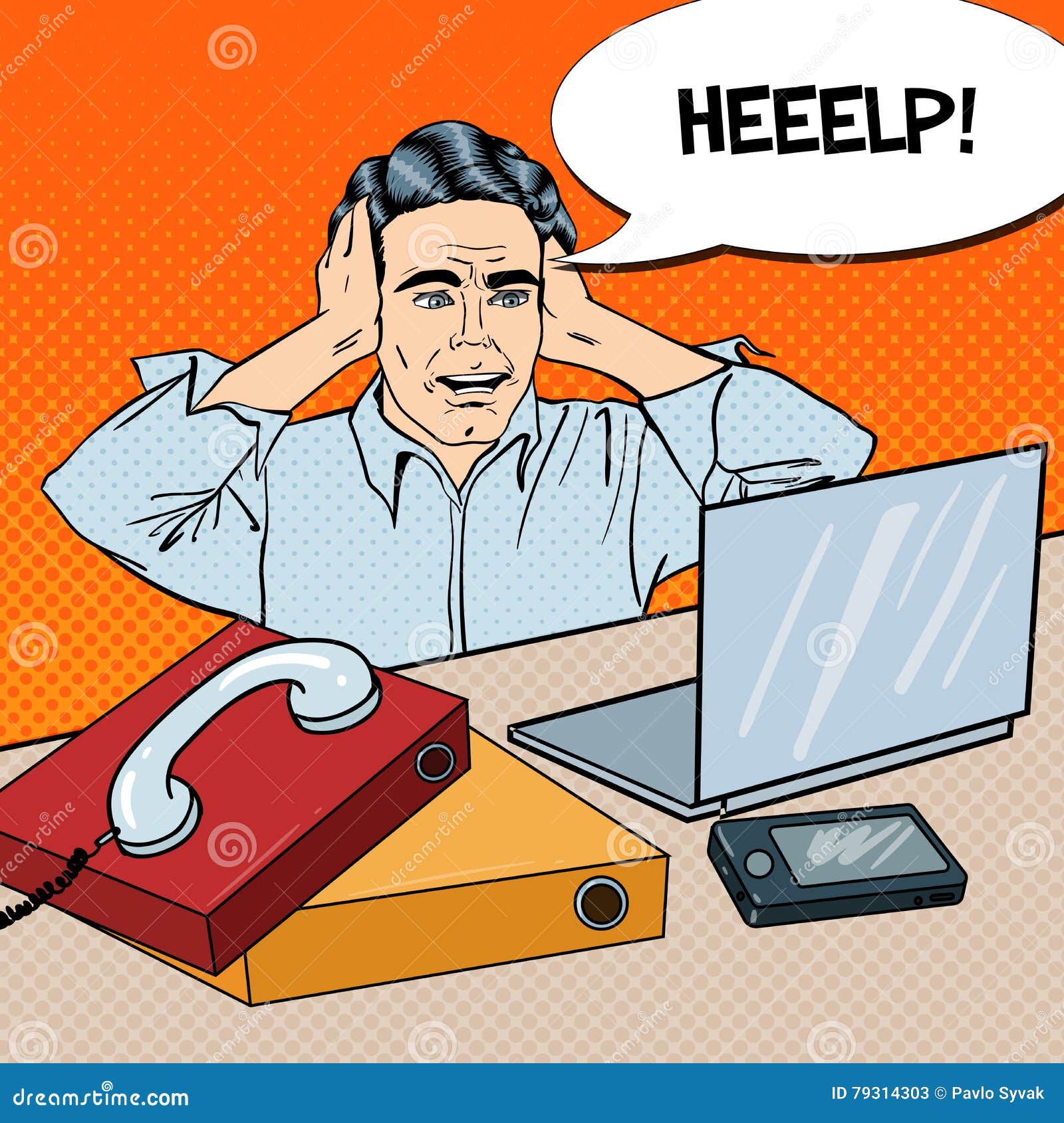 Stressed Businessman At The Desk Has A Lot Of Work. Hard Office Work ...