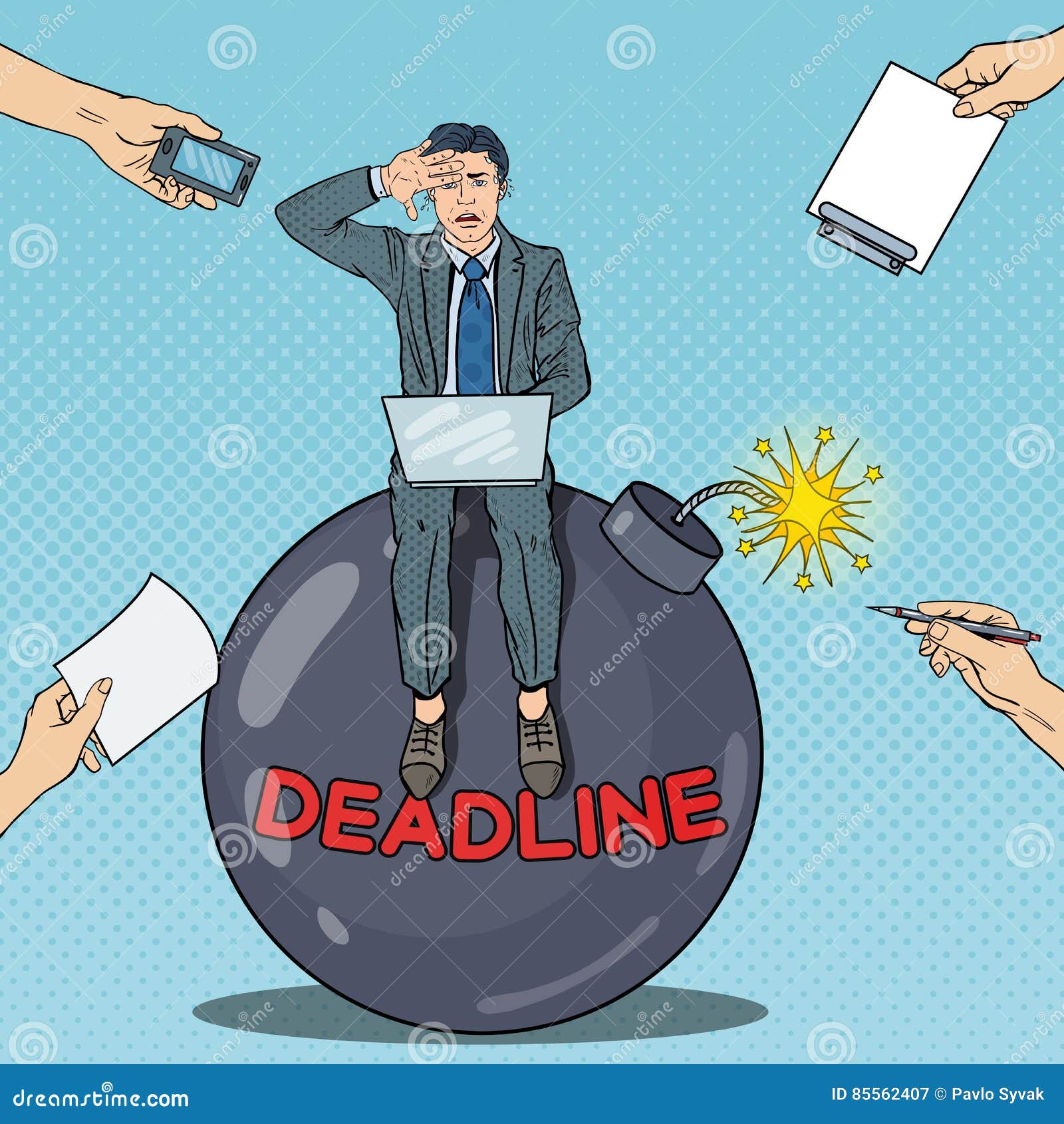 Stressed Bomb Disposal Expert Defusing Time Bomb, Vector Cartoon Stick ...