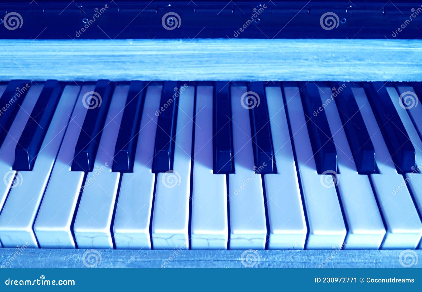 Pop Art Style Blue Colored Keyboard of the Upright Piano Stock Image ...