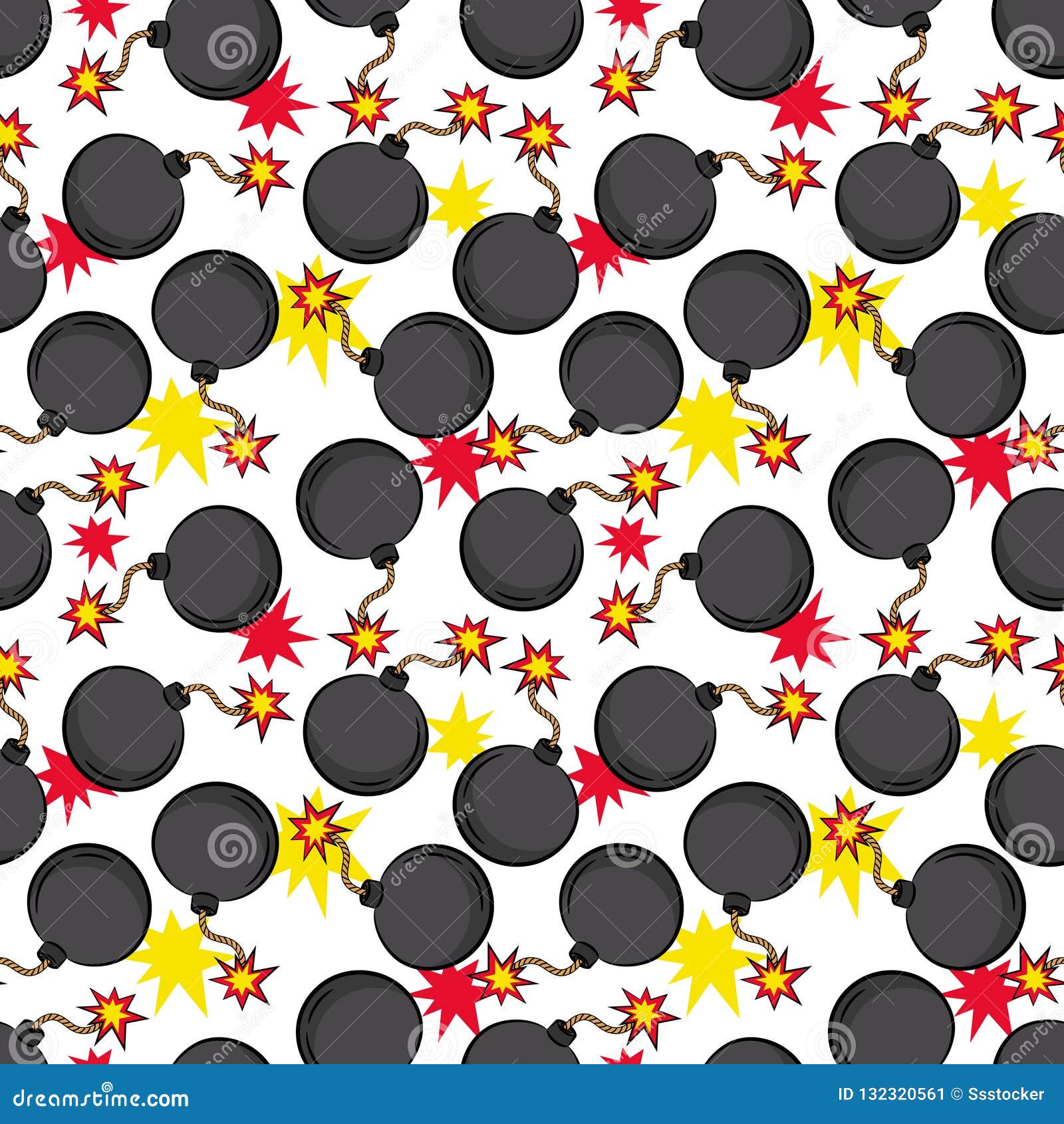 Cartoon Bombs Seamless Pattern Stock Vector - Illustration of bomb ...
