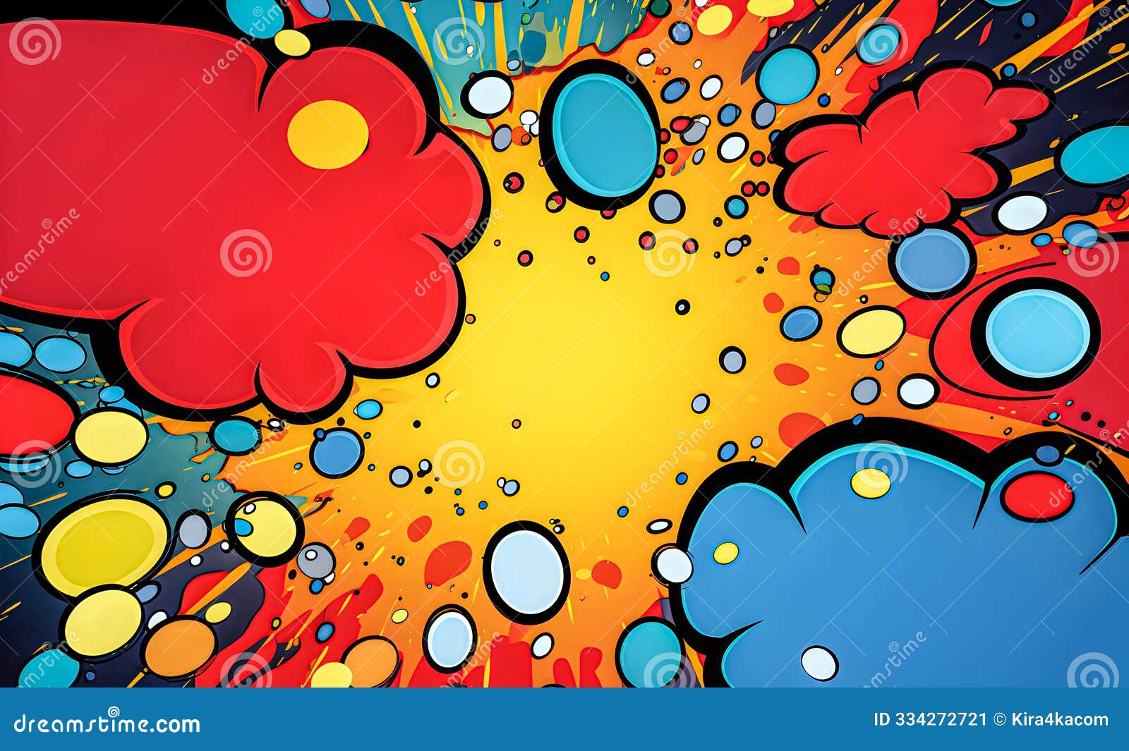 Pop Art Style with Comic Bubbles, Dots Background Illustration in Comic ...