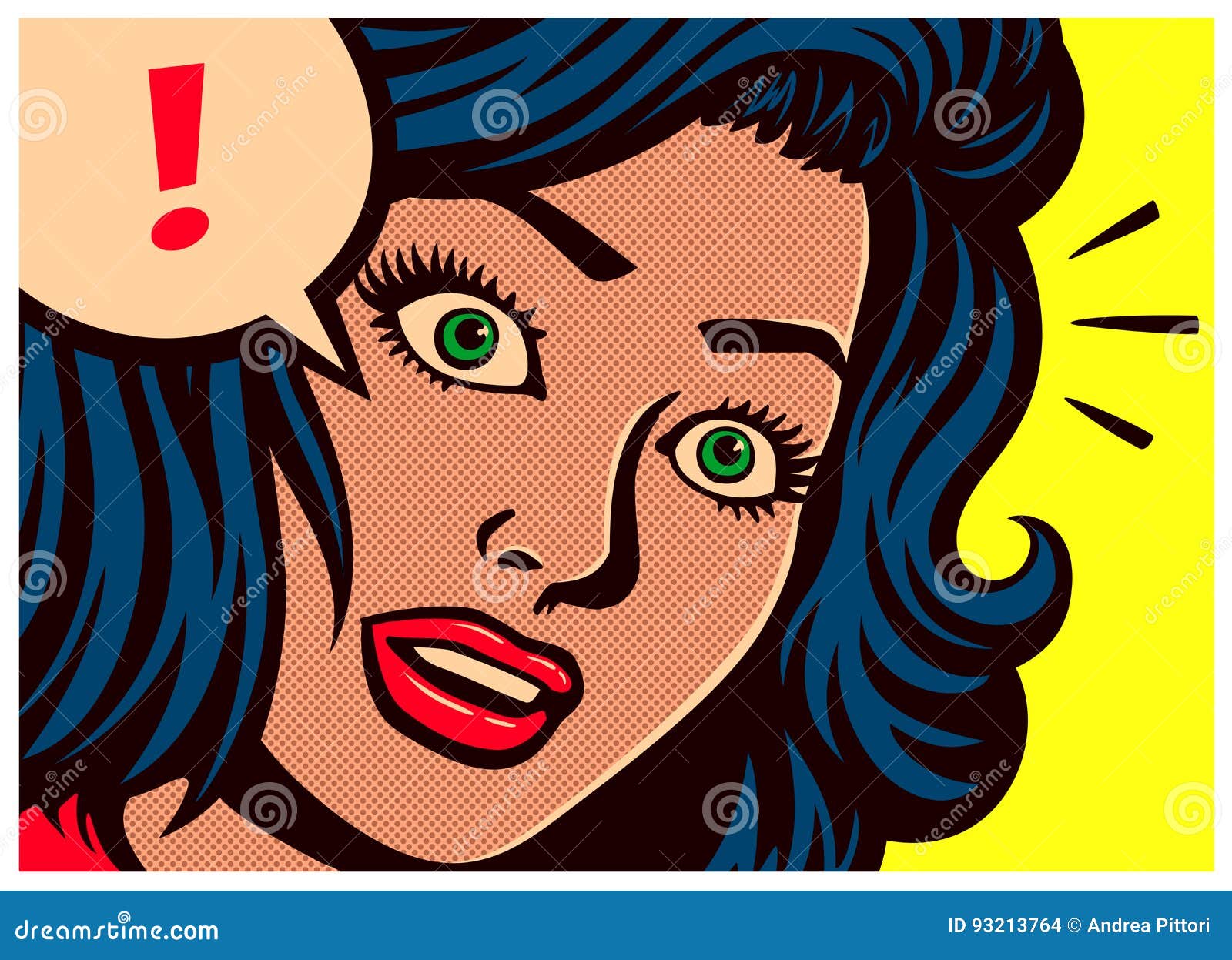 Pop Art Style Comics Panel With Surprised Woman And Speech Bubble With ...