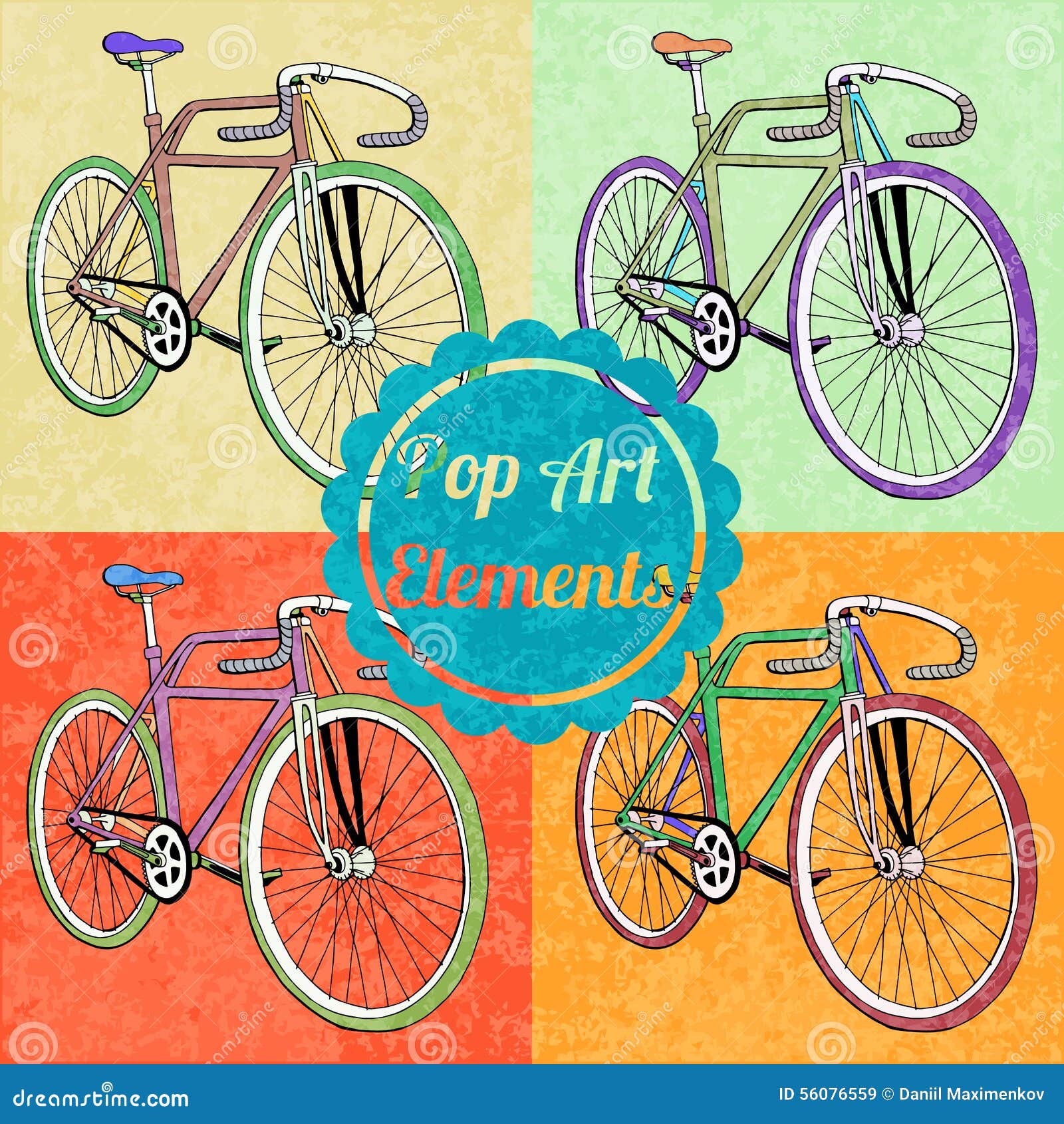 Pop Art Style Elements. Set of Vector Bicycles Stock Vector ...