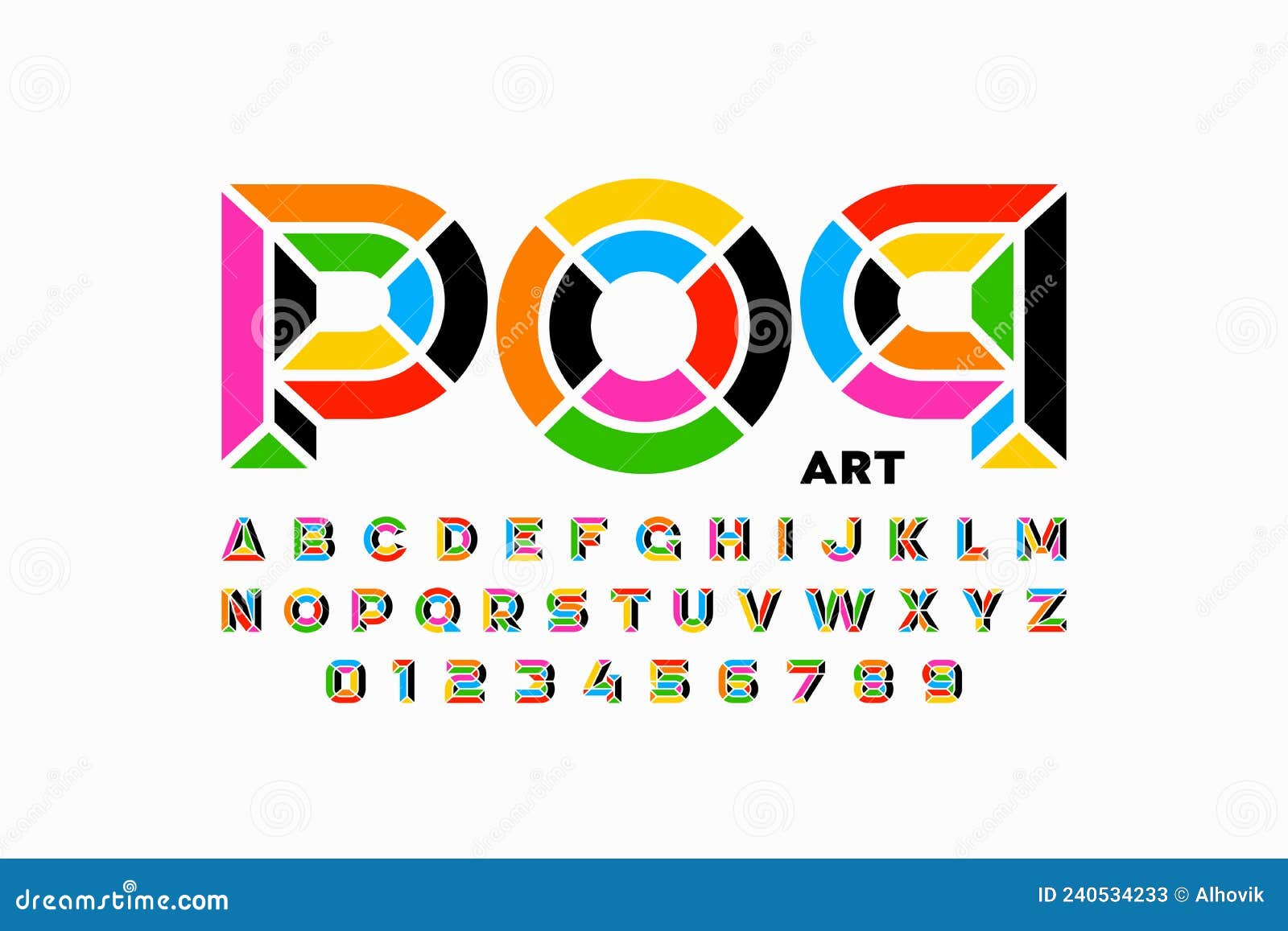 Pop art style font design stock vector. Illustration of popart - 240534233