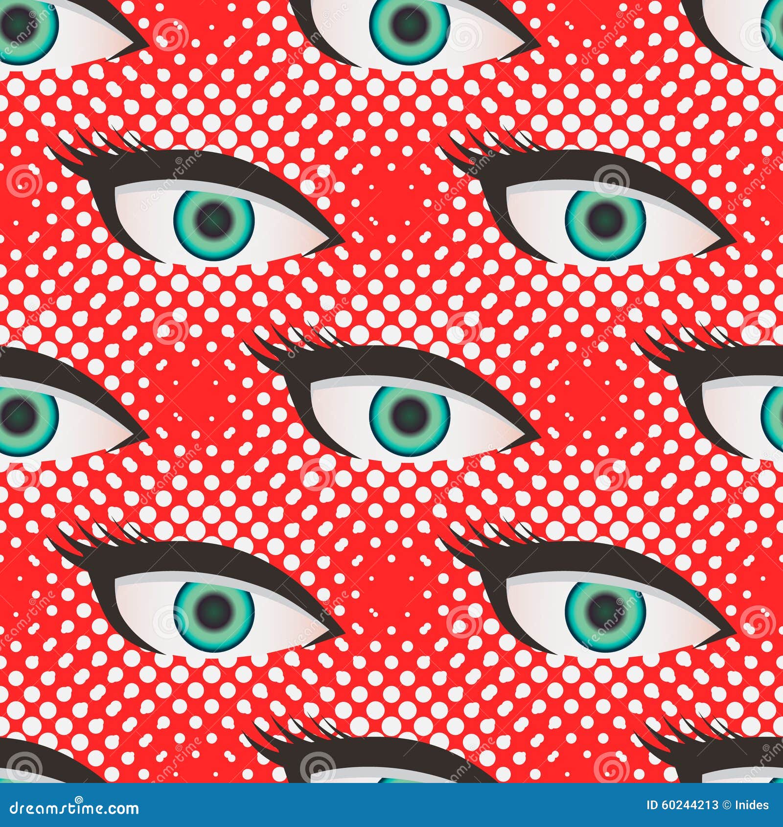 Pop Art Style Halftone Eyes Pattern Stock Vector - Illustration of girl ...