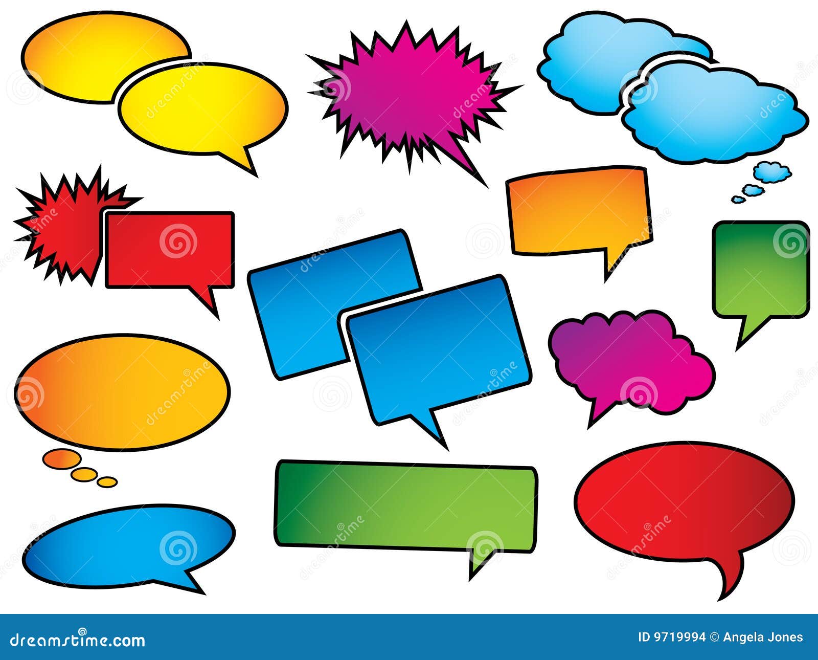 Pop Art Style Speech Bubbles Stock Vector - Illustration of cartoon ...