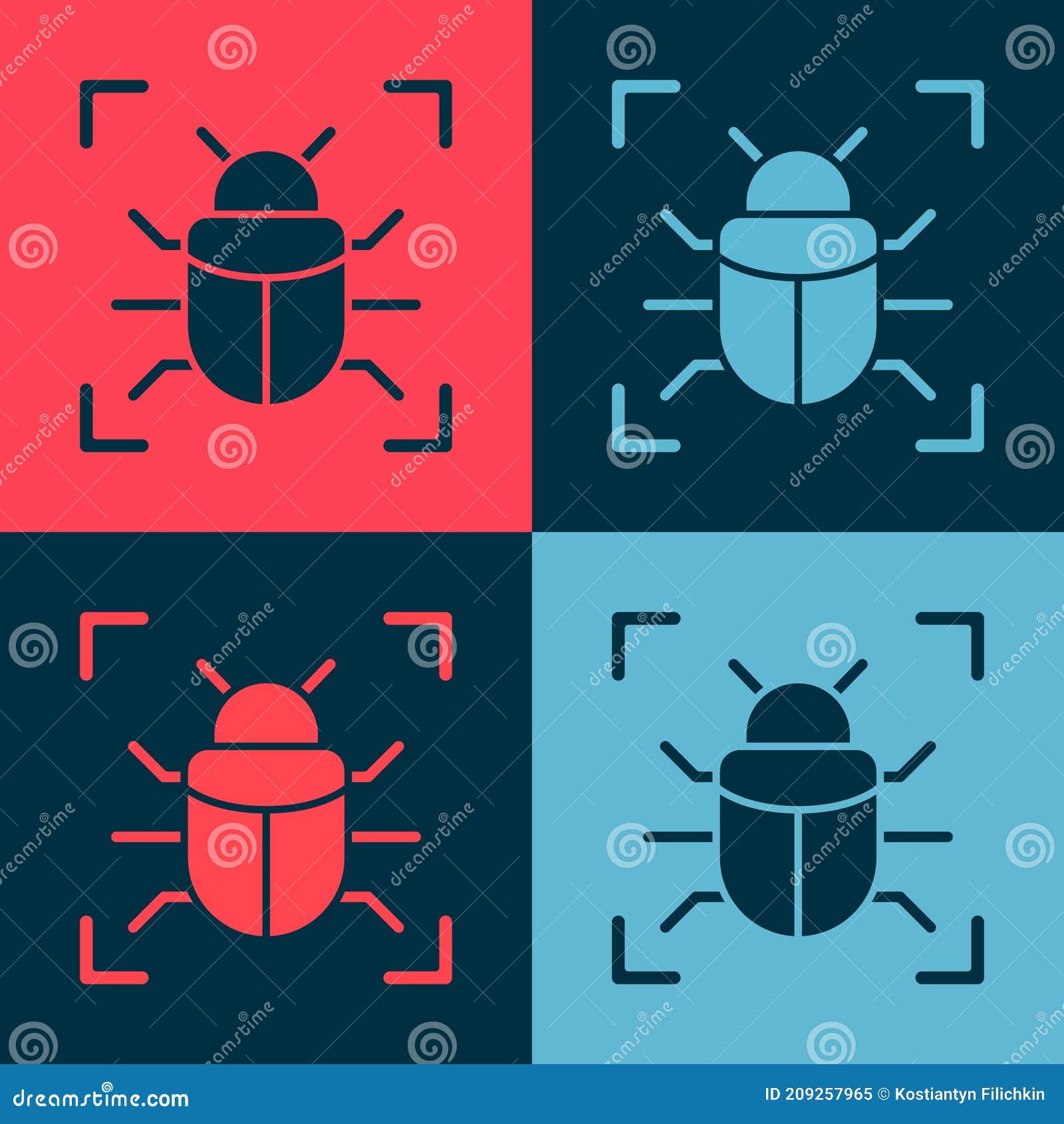 Pop Art System Bug Concept Icon Isolated on Color Background. Code Bug Concept. Bug in the ...