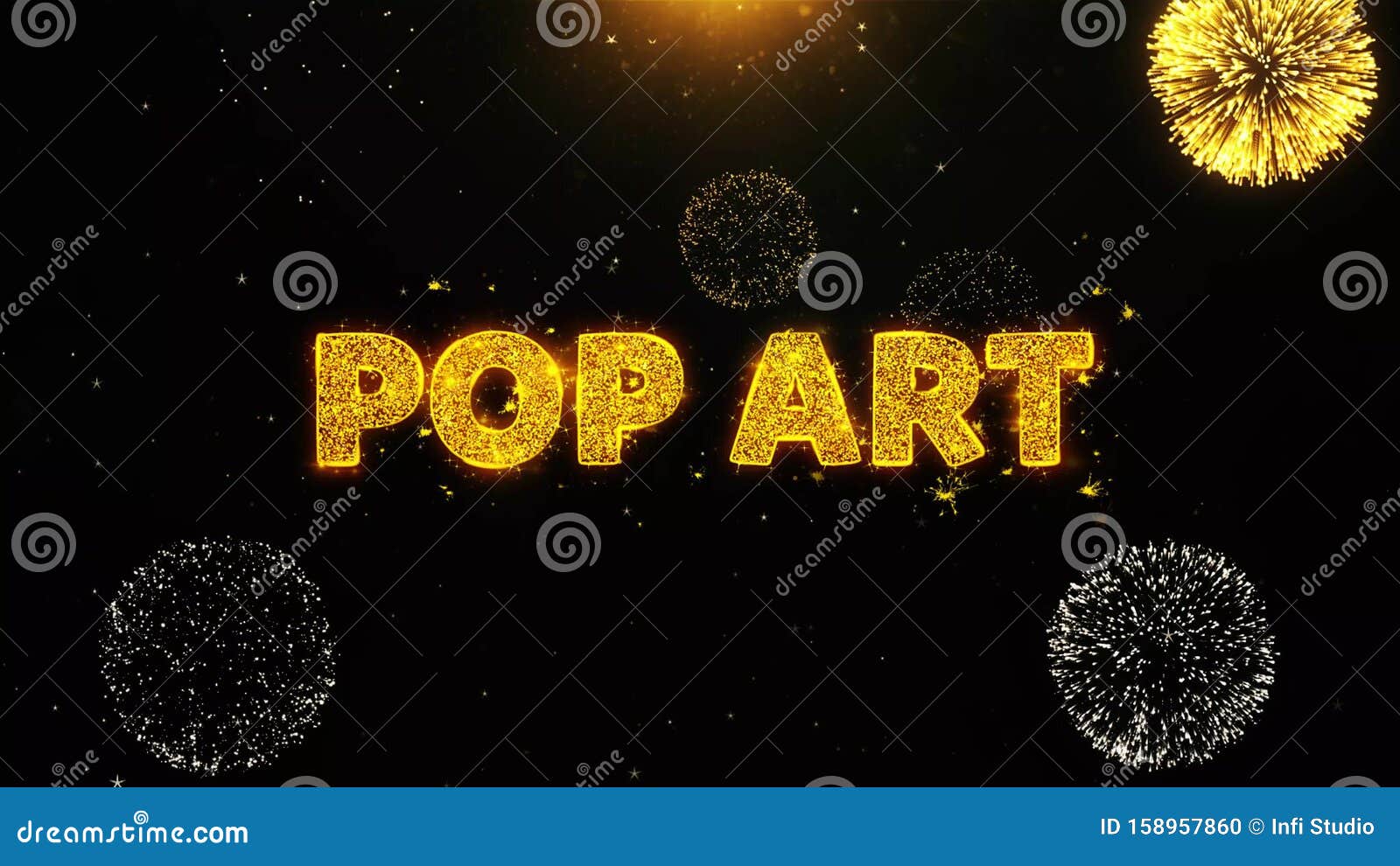 Pop Art Text on Firework Display Explosion Particles. Stock Footage ...