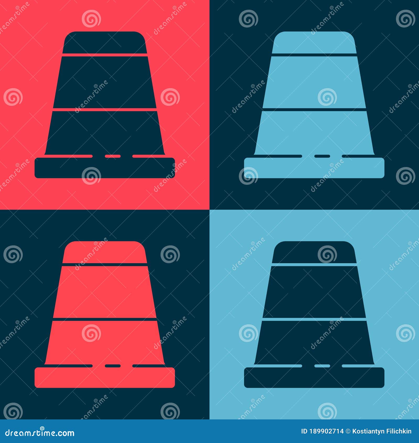 Pop Art Thimble for Sewing Icon Isolated on Color Background. Vector ...