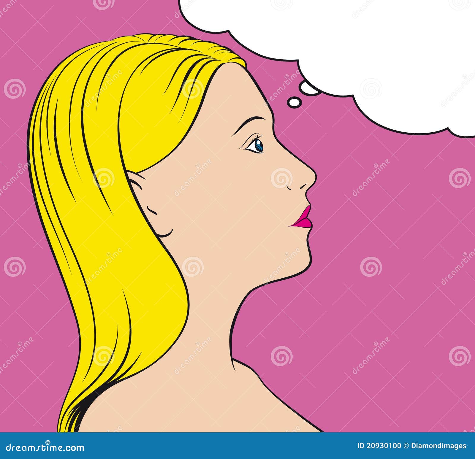 Pop Art Thinking Woman stock vector. Illustration of contemplate - 20930100