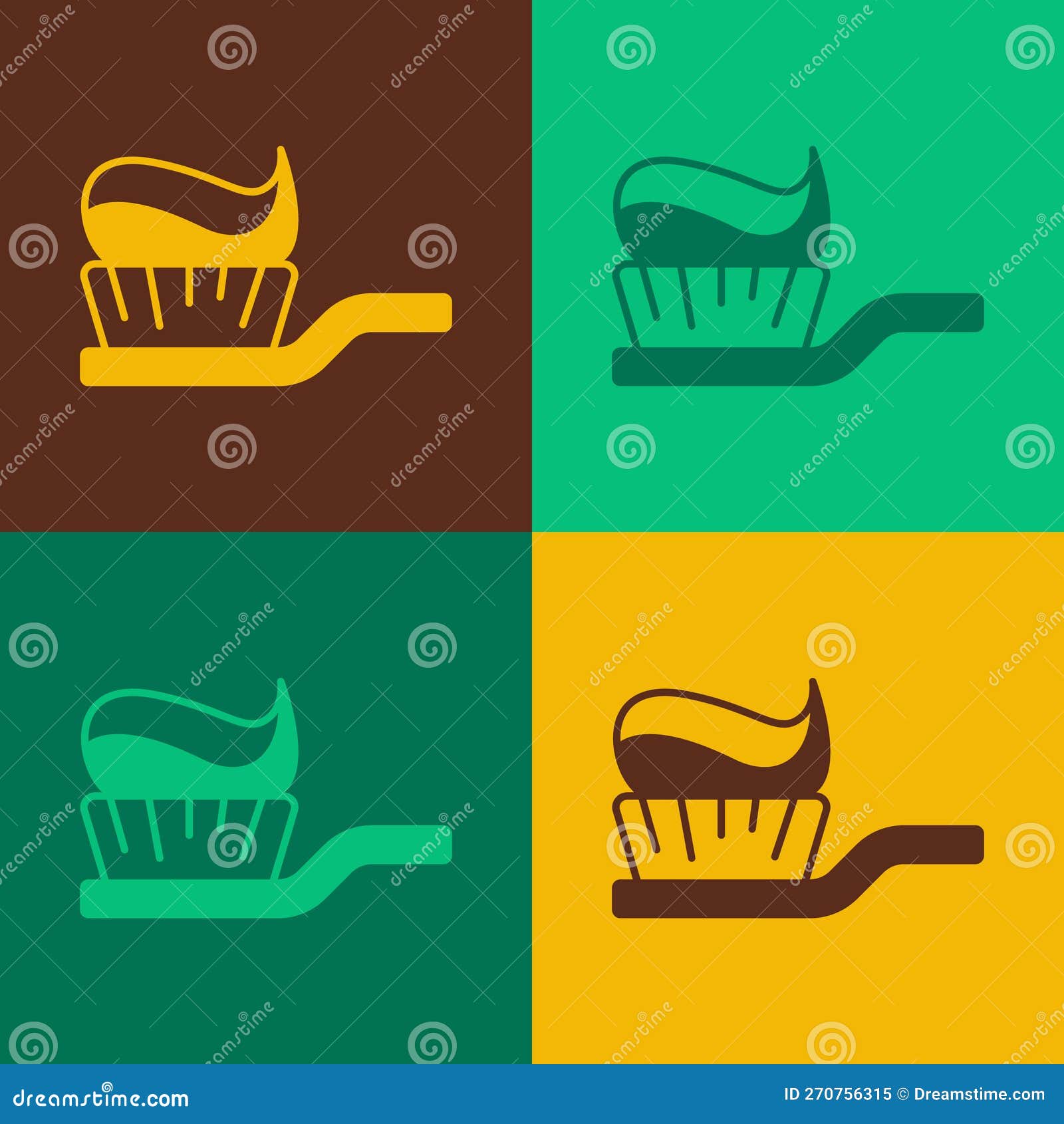 Pop Art Toothbrush with Toothpaste Icon Isolated on Color Background ...