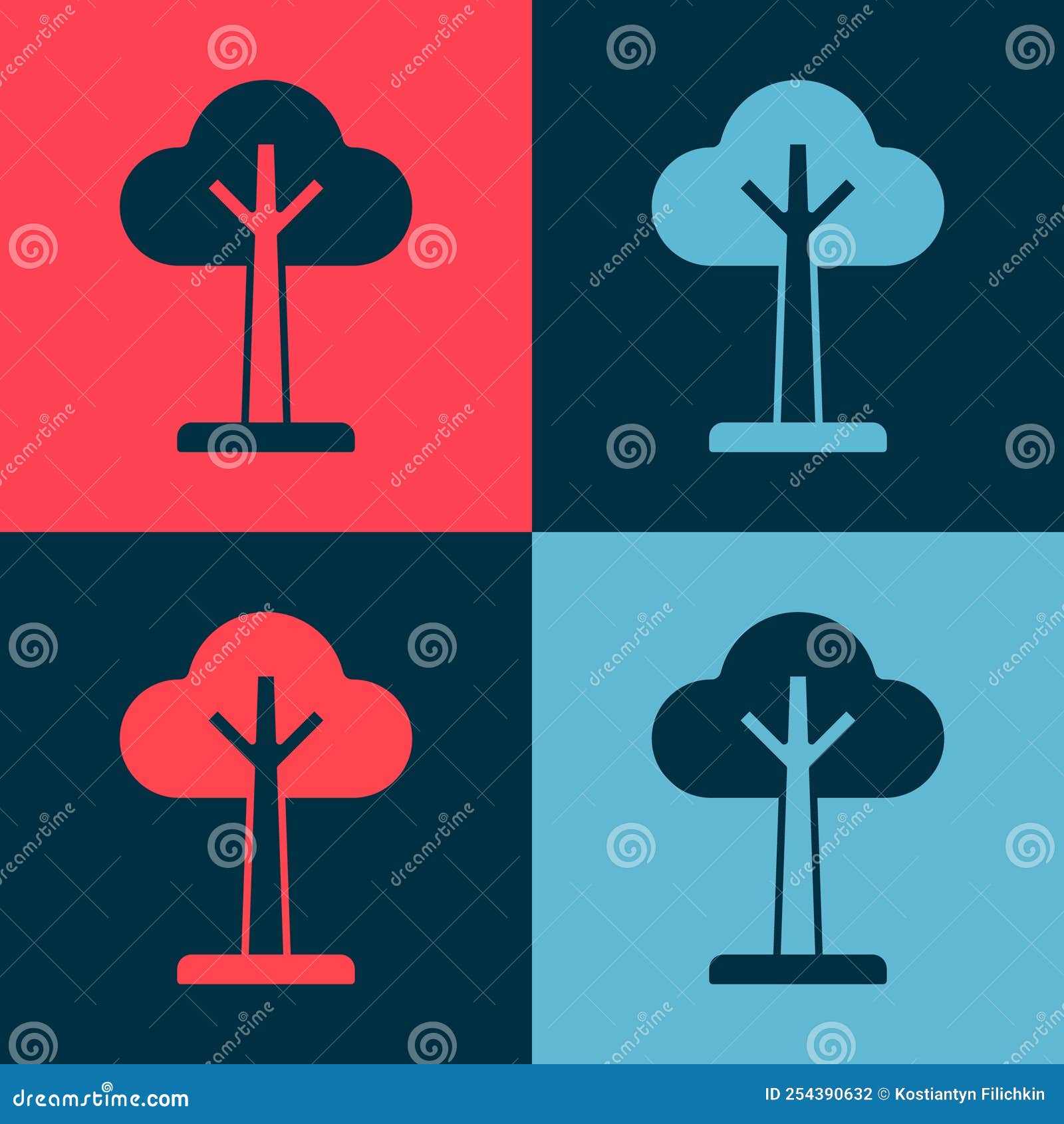 Pop Art Tree Icon Isolated on Color Background. Forest Symbol Stock ...