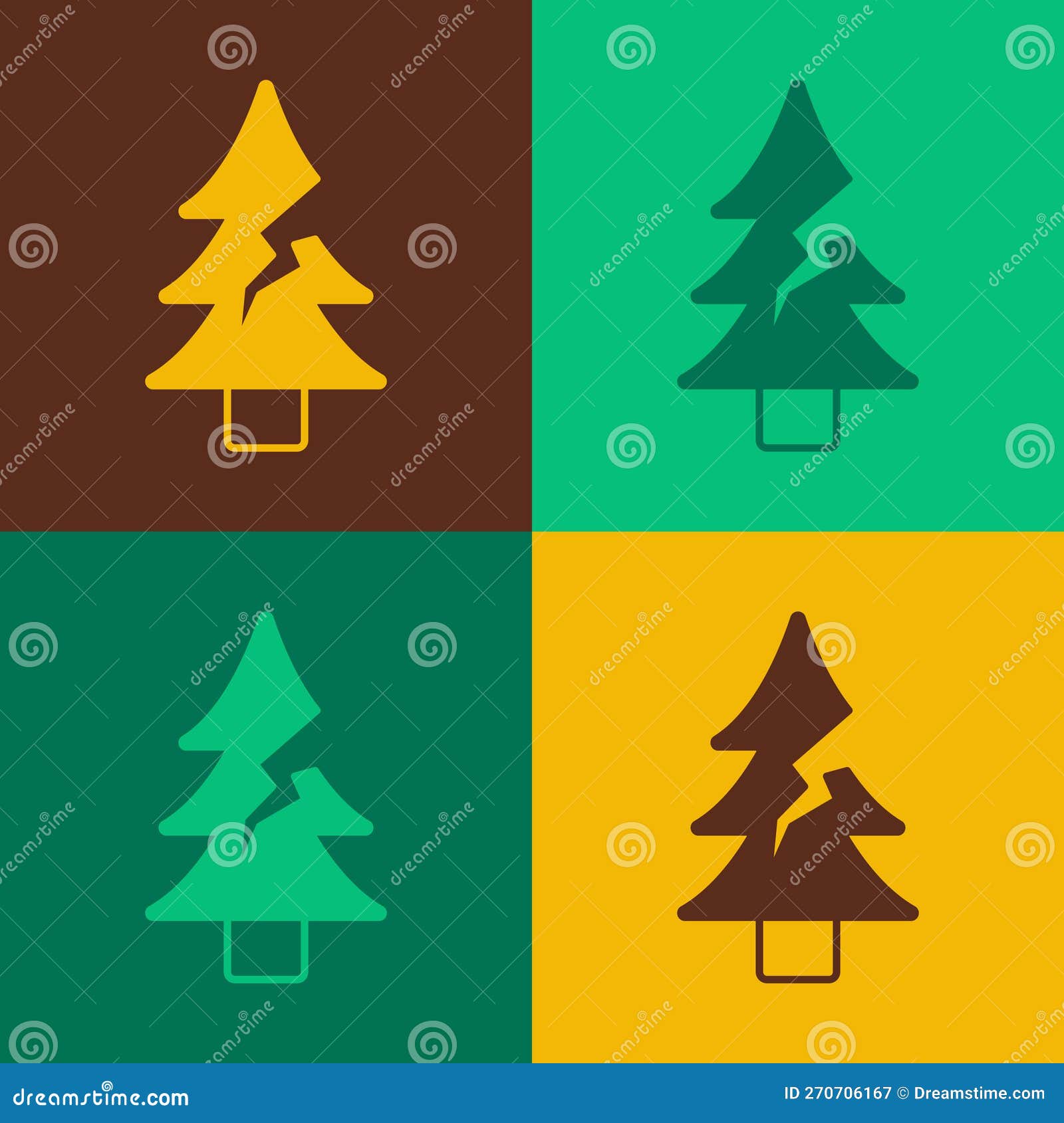 Pop Art Tree Icon Isolated on Color Background. Forest Symbol Stock ...