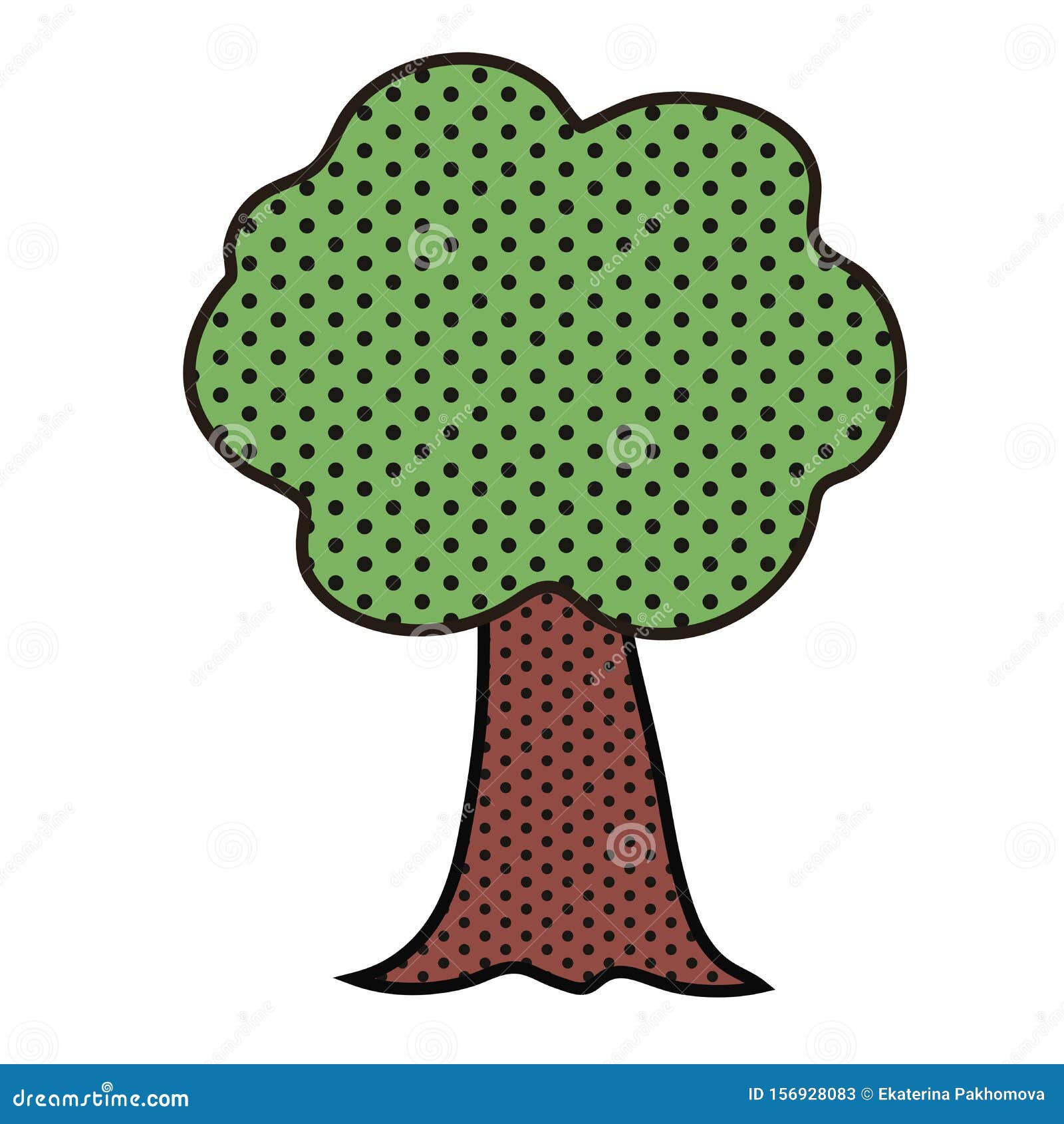 Tree in a Pop Art Style with Dots Stock Vector - Illustration of tree ...