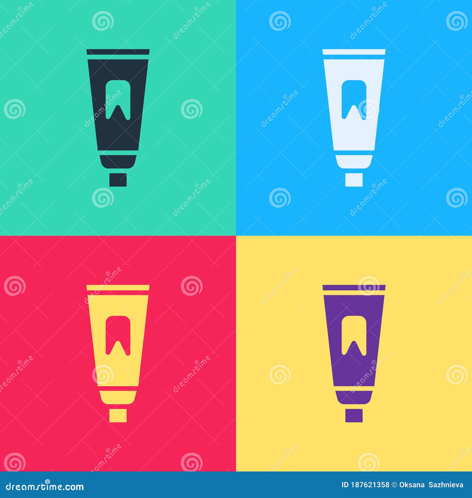Pop Art Tube of Toothpaste Icon Isolated on Color Background. Vector ...