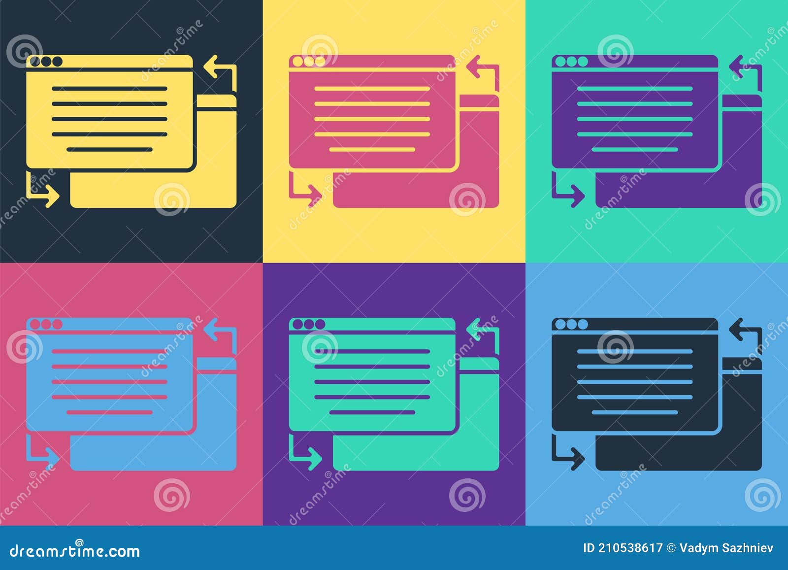 Pop Art UI or UX Design Icon Isolated on Color Background. Vector Stock ...